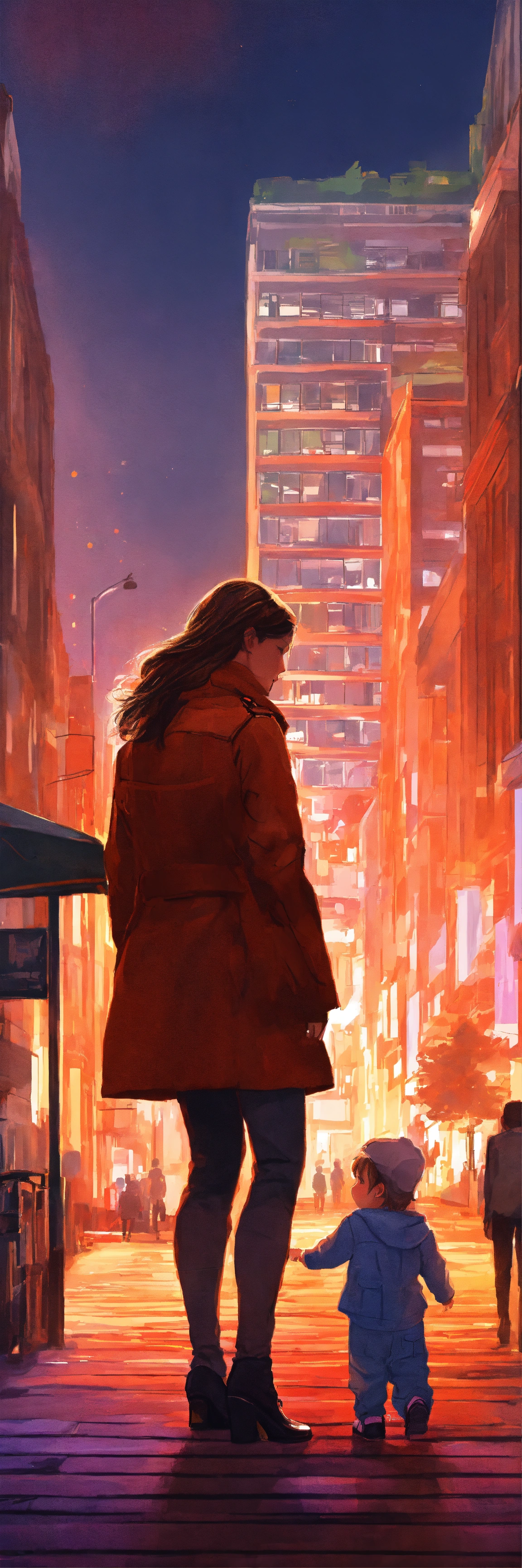 Lexica - Mother safeguarding child digital drawing with security in an ...