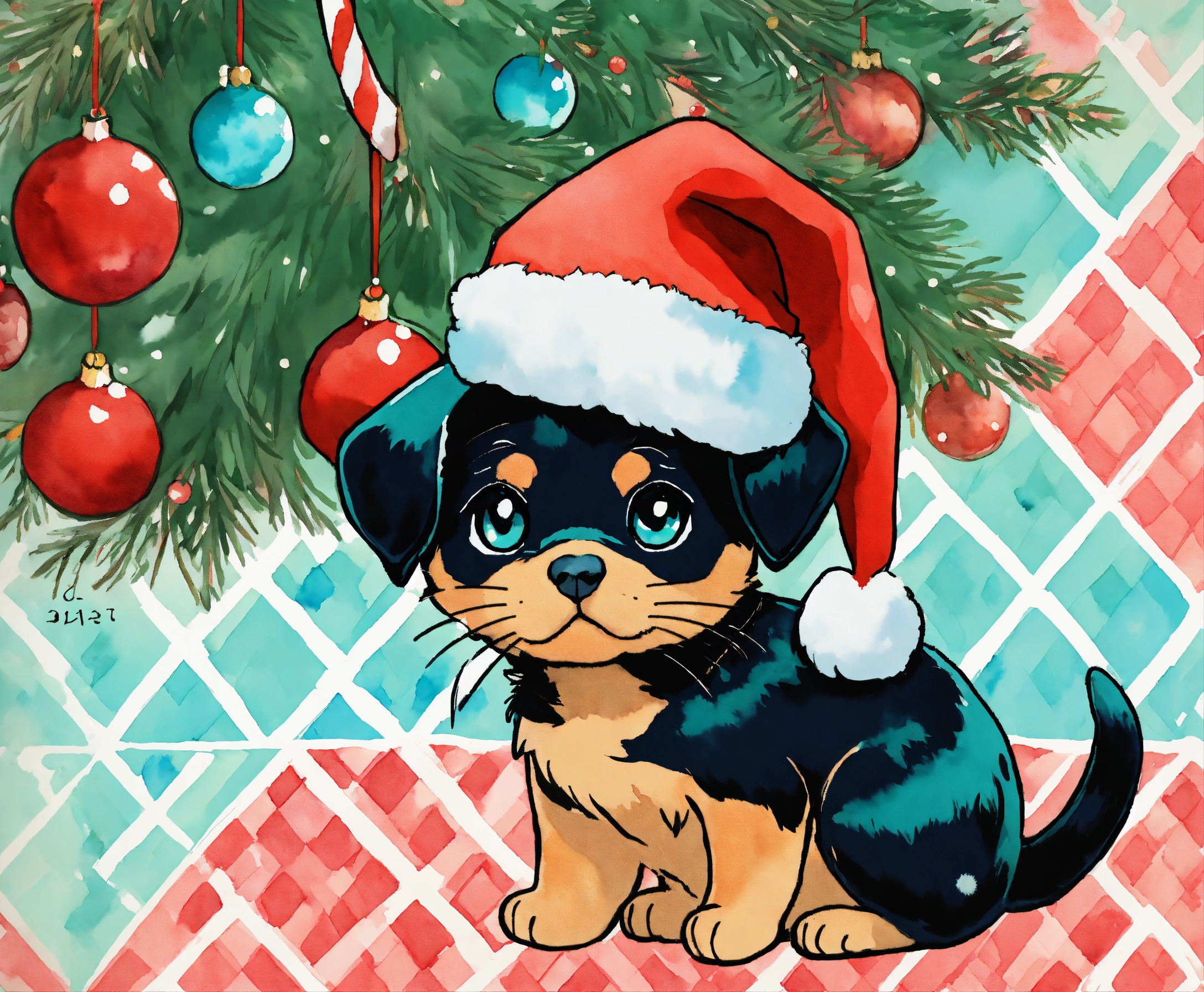 Lexica - Ghibli Moe anime mashup cat and a Rottweiler puppy peaking out ...