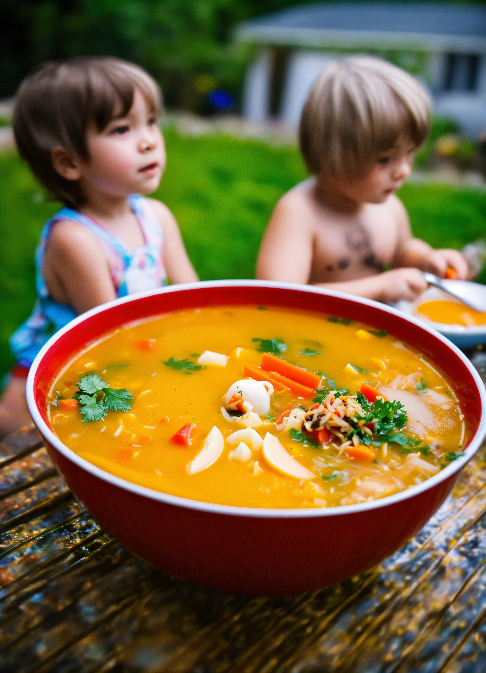 Lexica - Kids swimming around in a bowl of soup