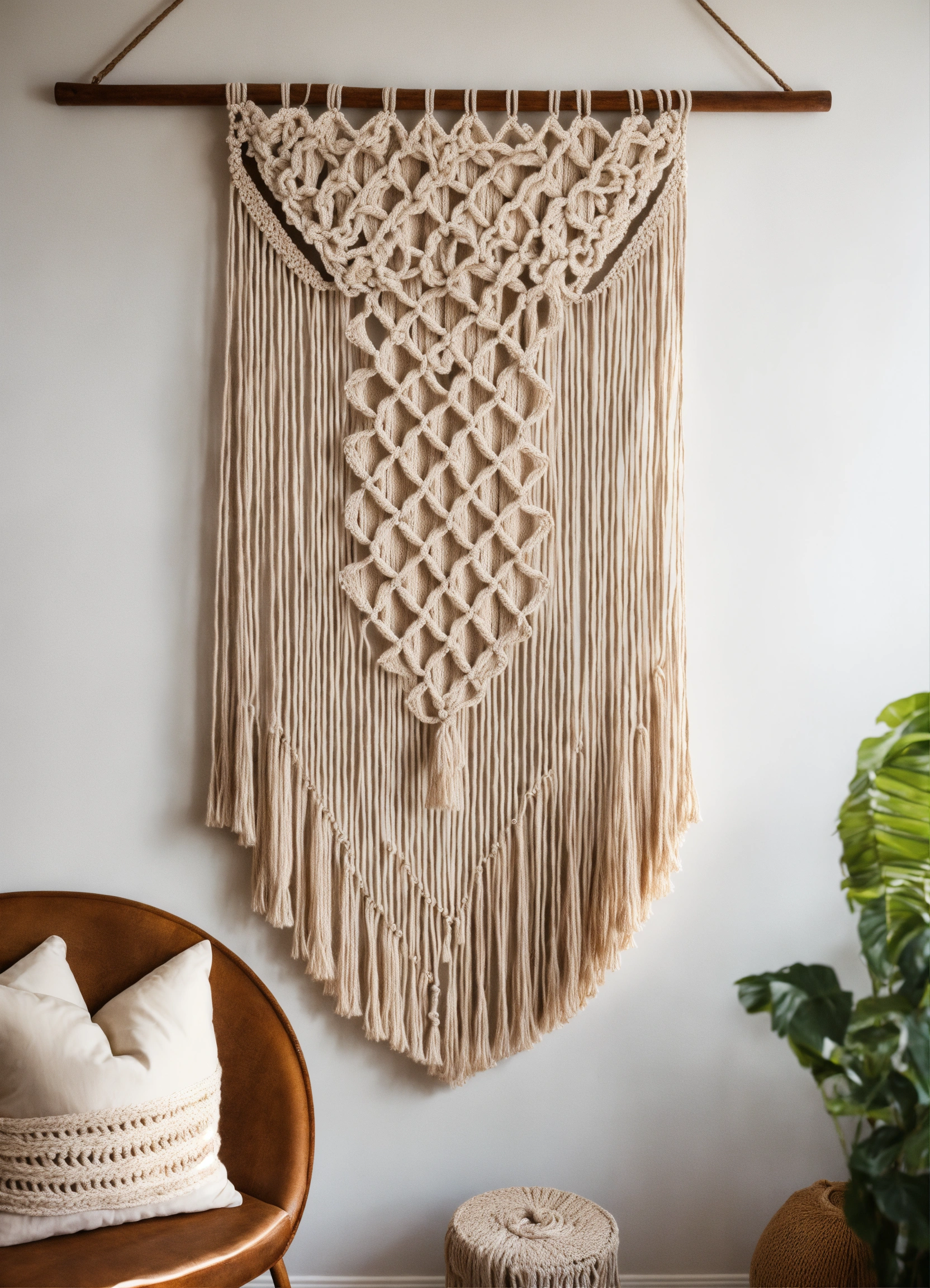 Lexica - Beautiful big macrame wall hanging, ultra hq photo,