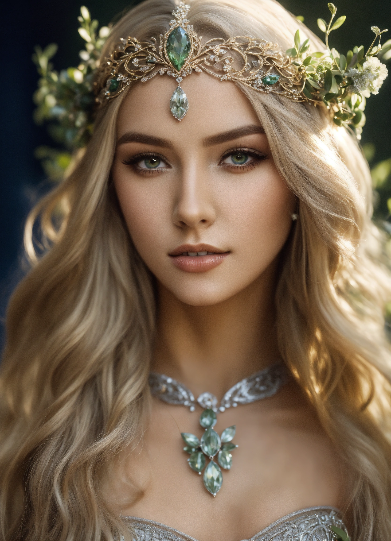Lexica - Ethereally beautiful, elven woman, long blonde hair, silver ...