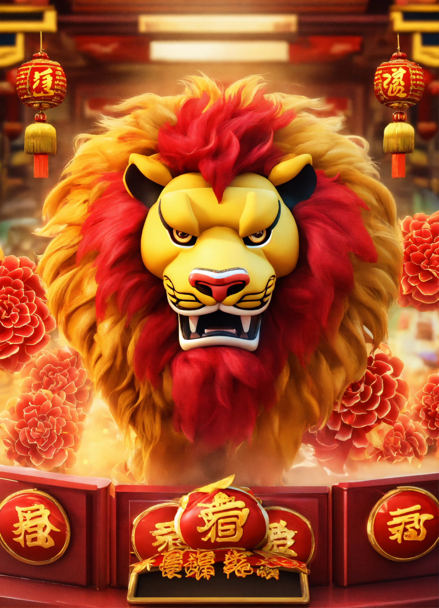 Lexica - 3D lion dance slot machine gambling icon