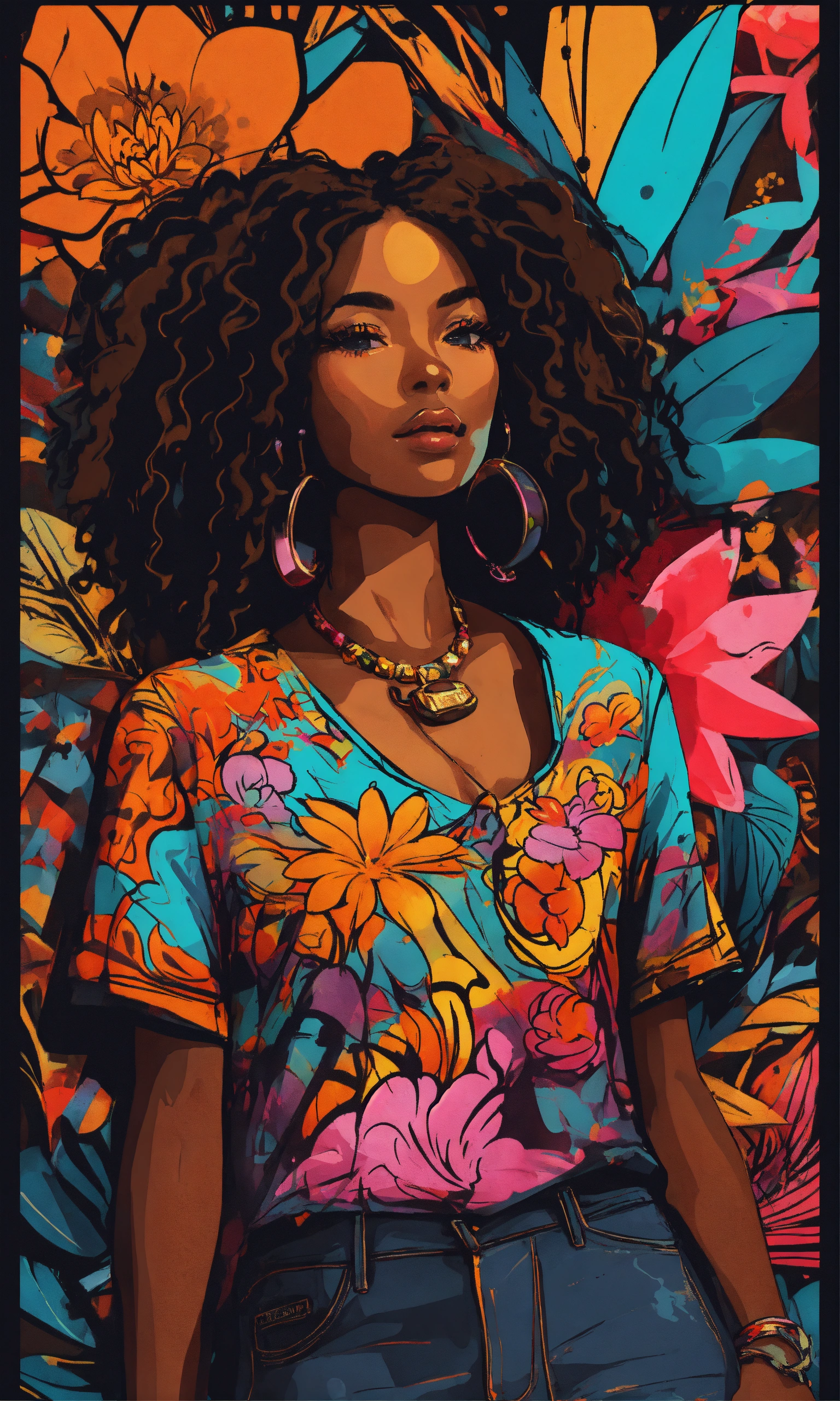 Lexica - Graffiti Boho Chic Black Woman in bohemianinspired clothing ...