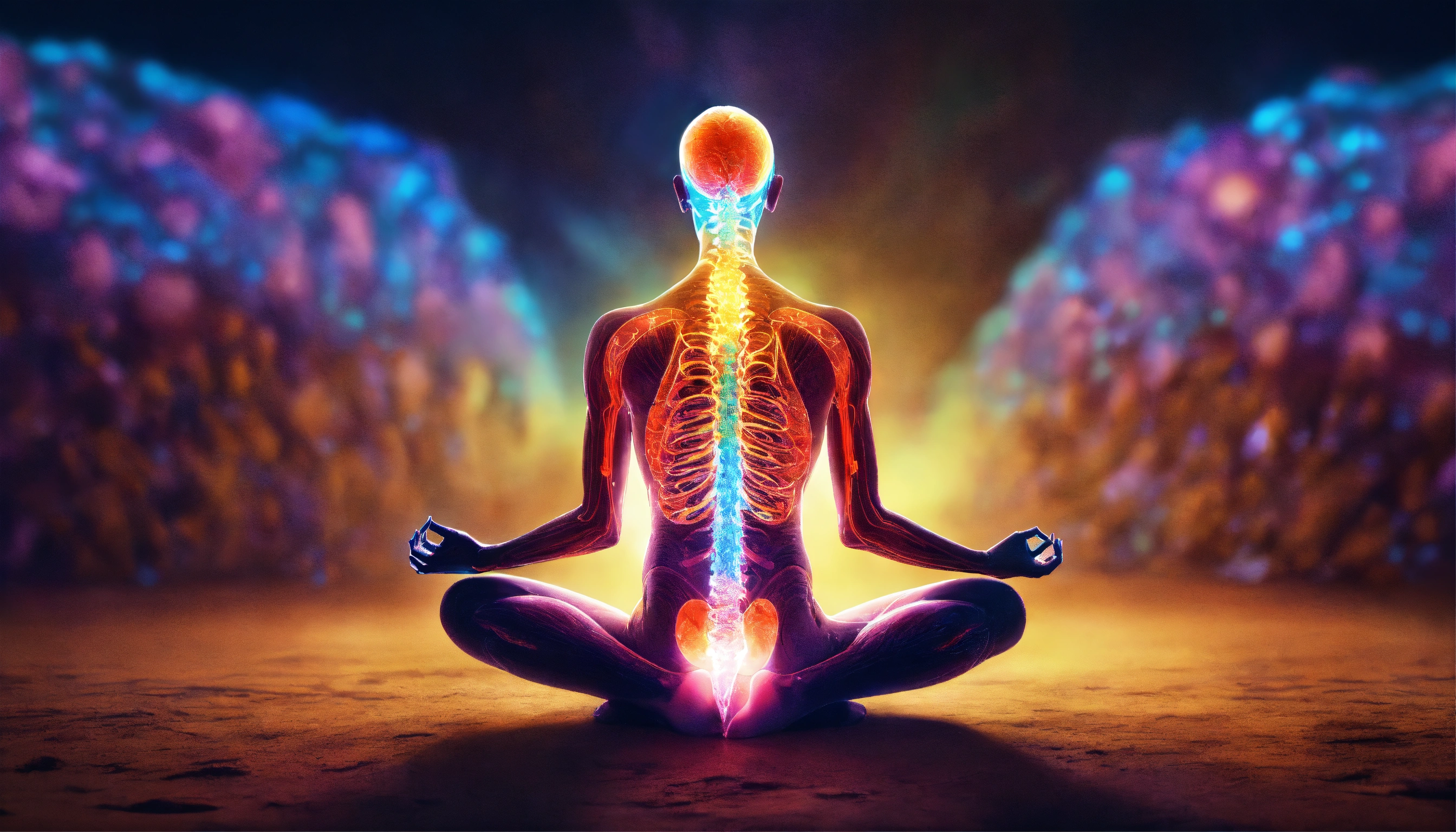 Lexica - A body of human psychedelic pictured from the front, with ...