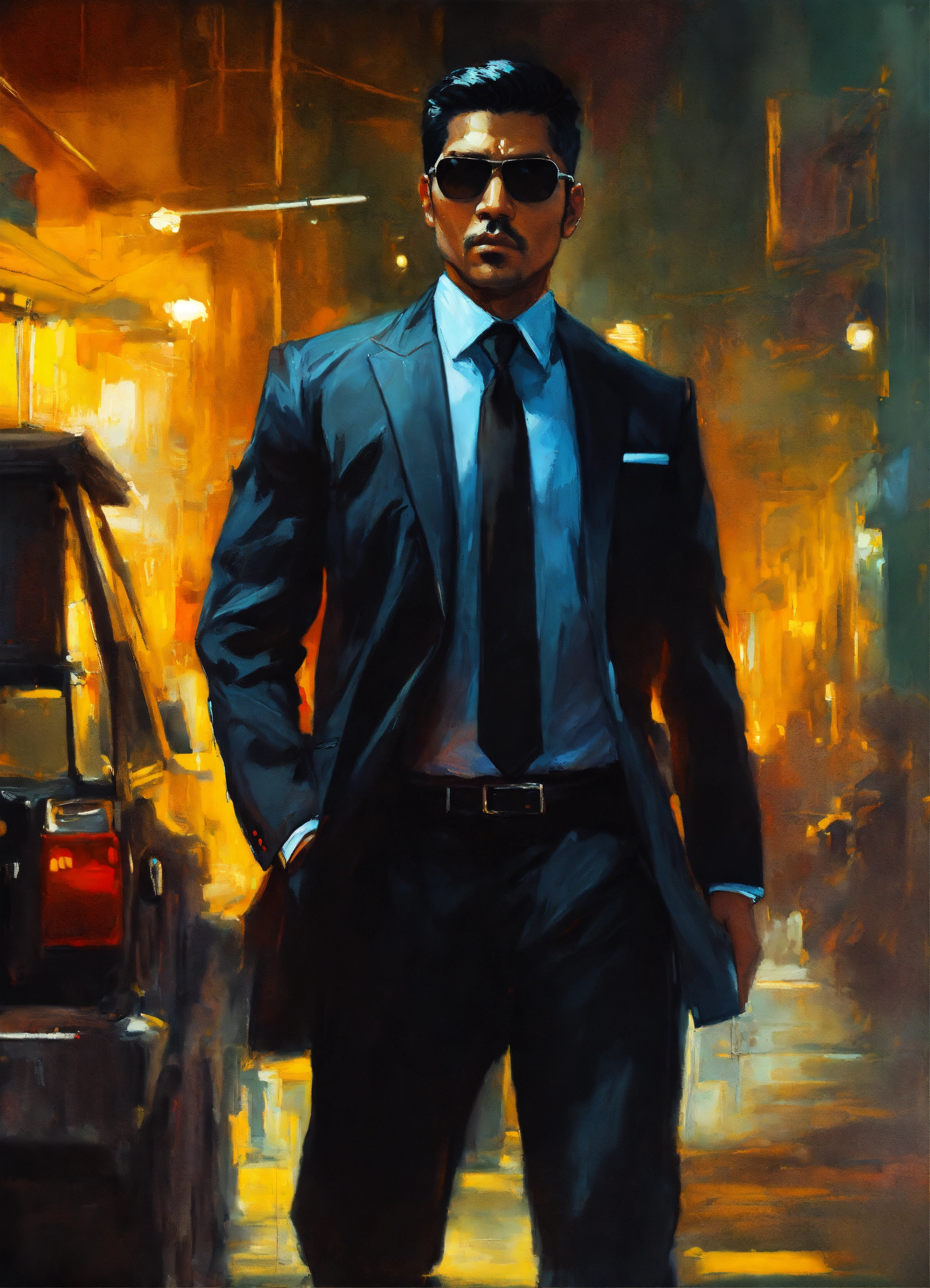 Lexica - Noir high Tech male southeast Asian Indian, bodyguard, smart ...