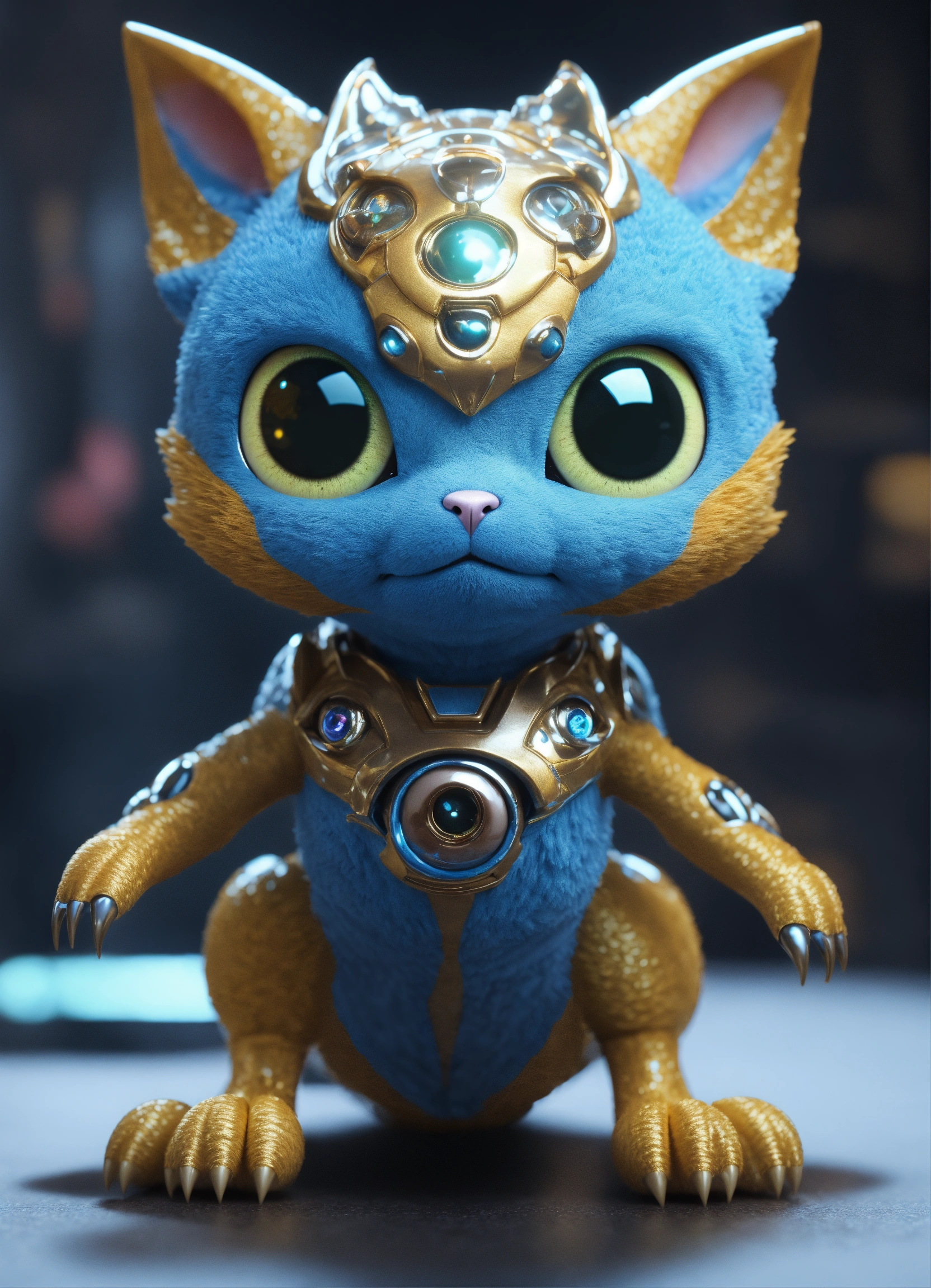 Lexica - Alien creature mutated with cat and pokemon , indigo eyes ...