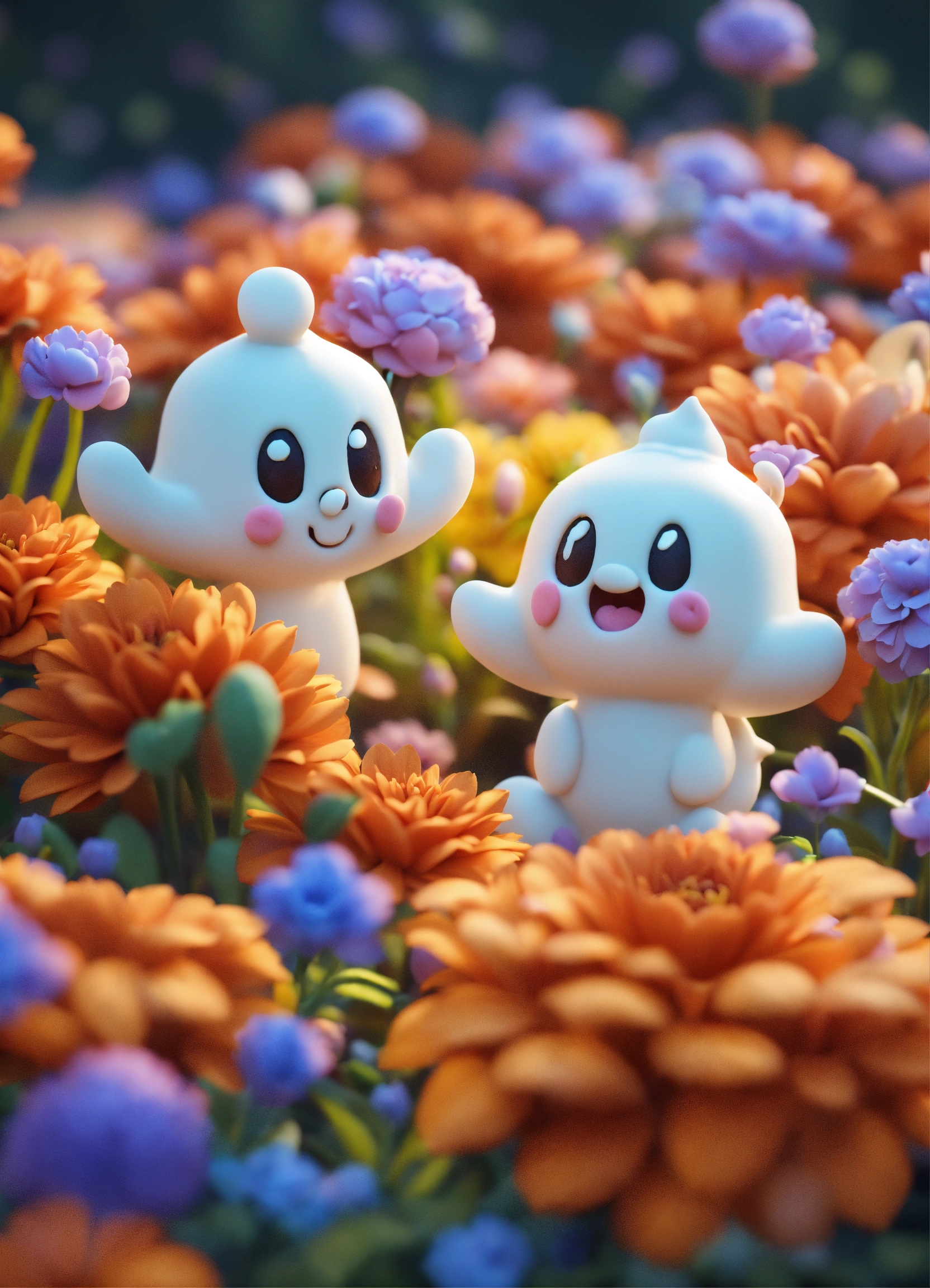 Lexica - 3d effect of cute clay ghosts and flowers in an overall ...