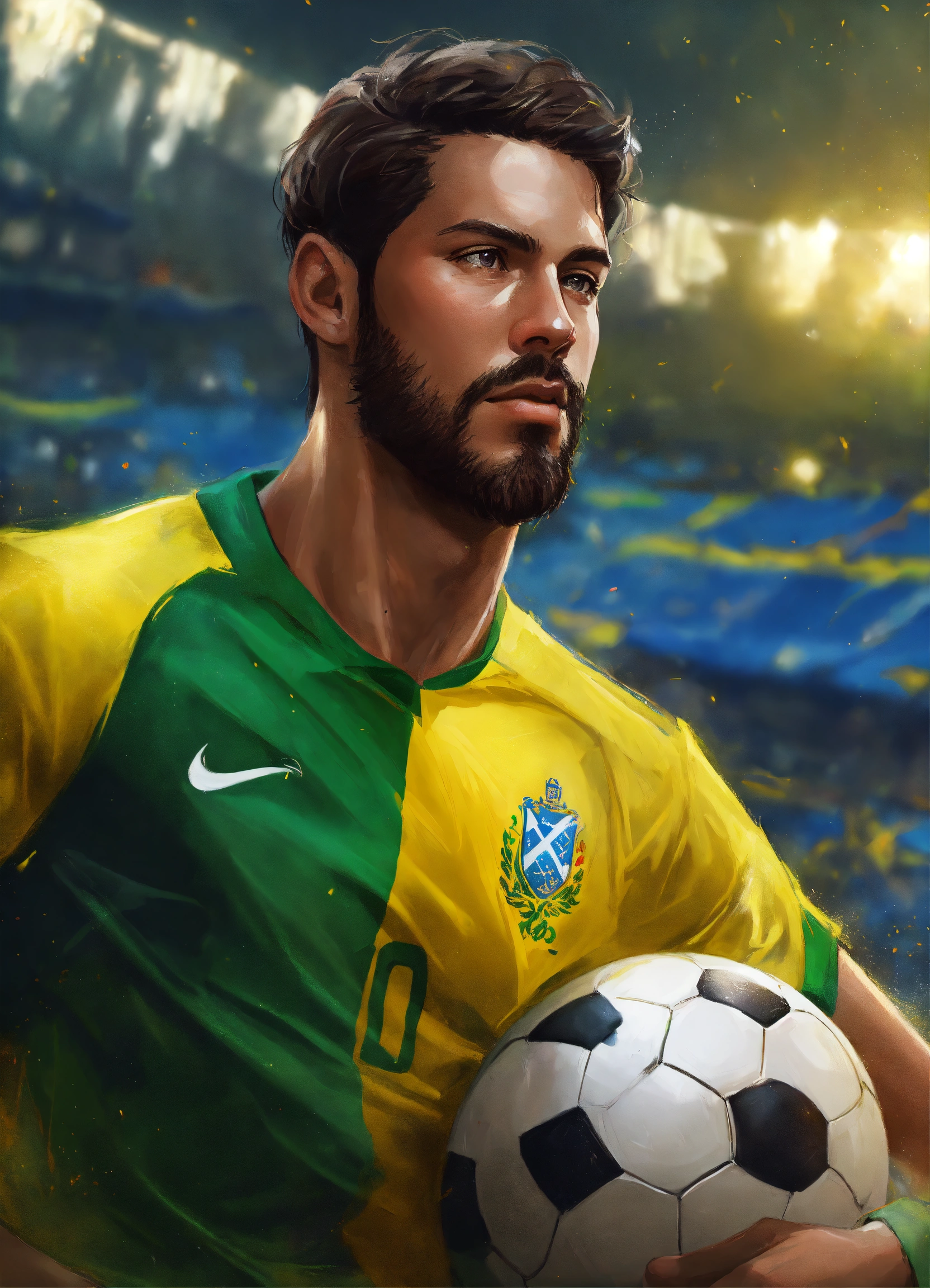 Lexica - Brasilian soccer player digital art, realistic painting, dnd ...