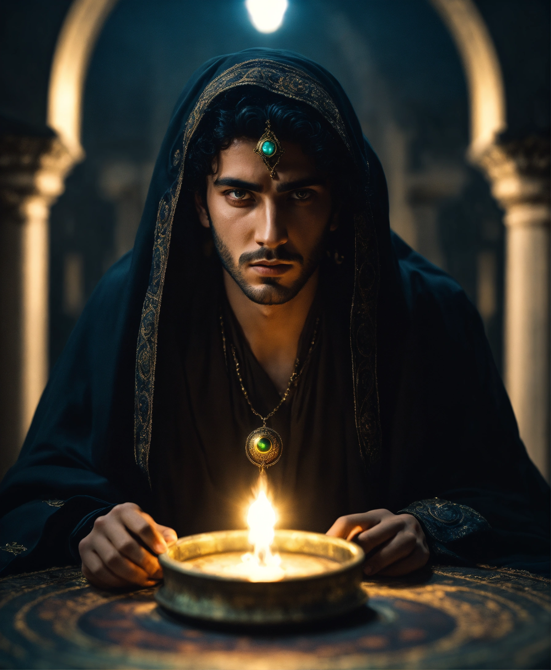 Lexica - Dramatic portrait of a young handsome, wicked middle eastern ...