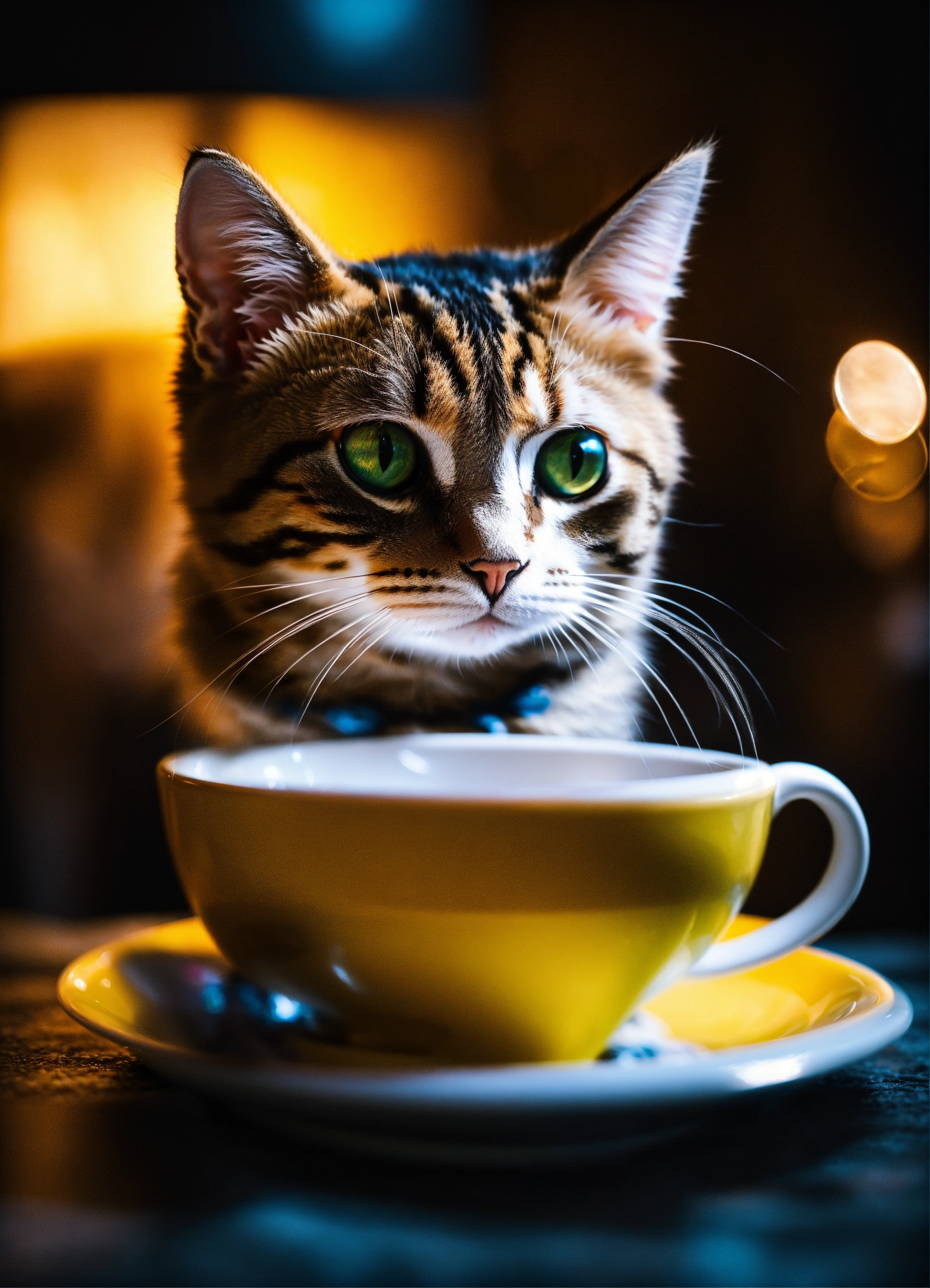 Lexica - Cute cat in a teacup low light potrait 8k