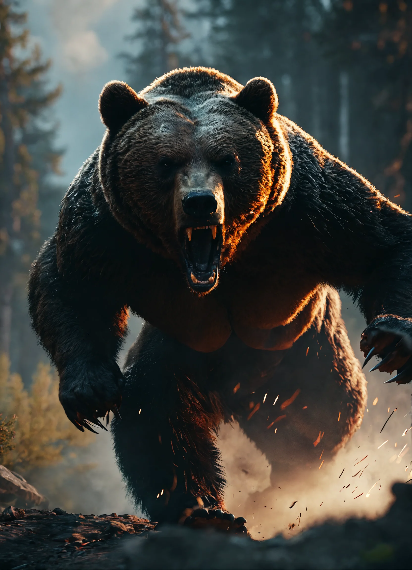 Lexica - Angry bear charging, cinematic, 8k