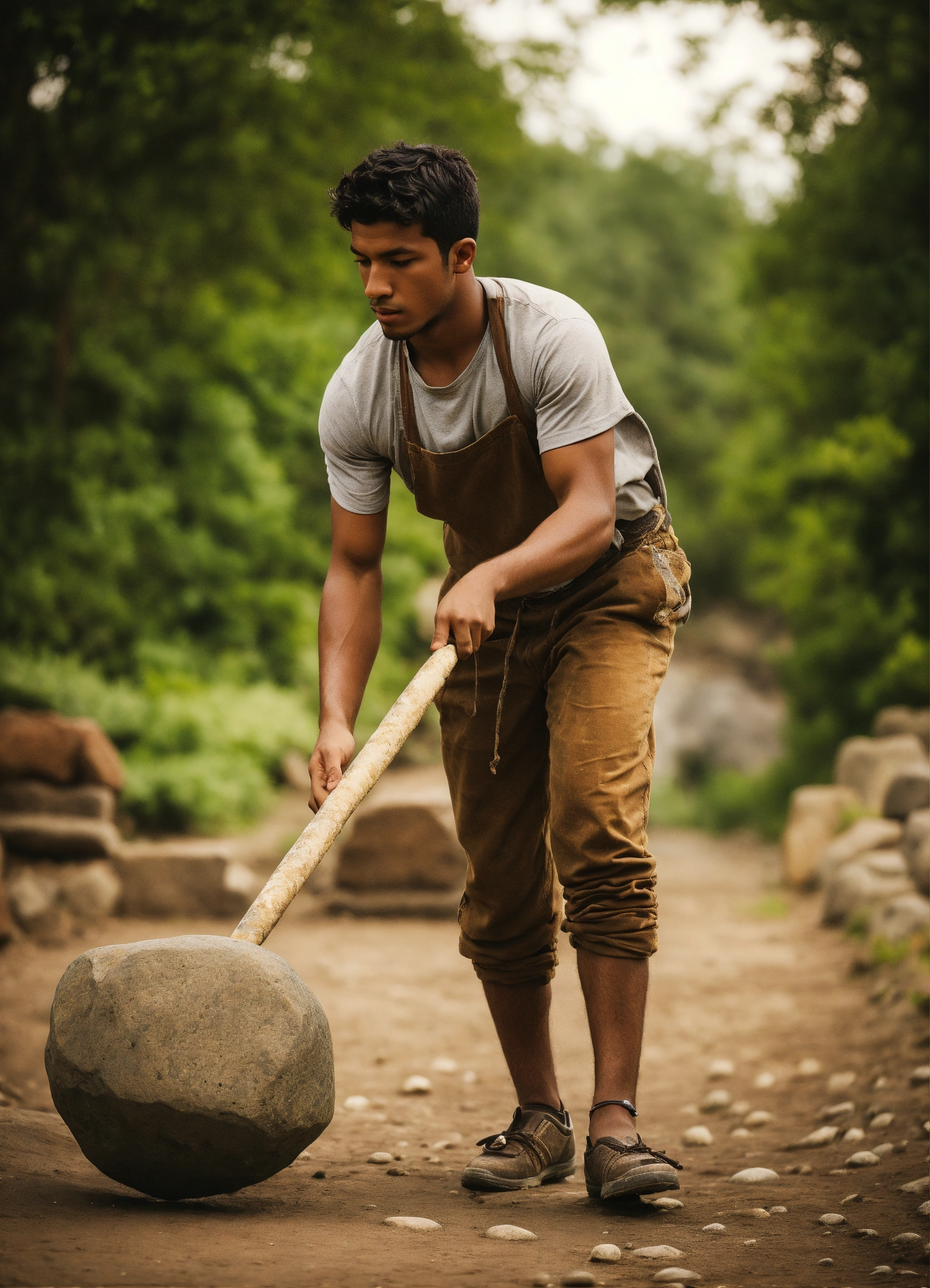 Lexica - Young man pulling stone