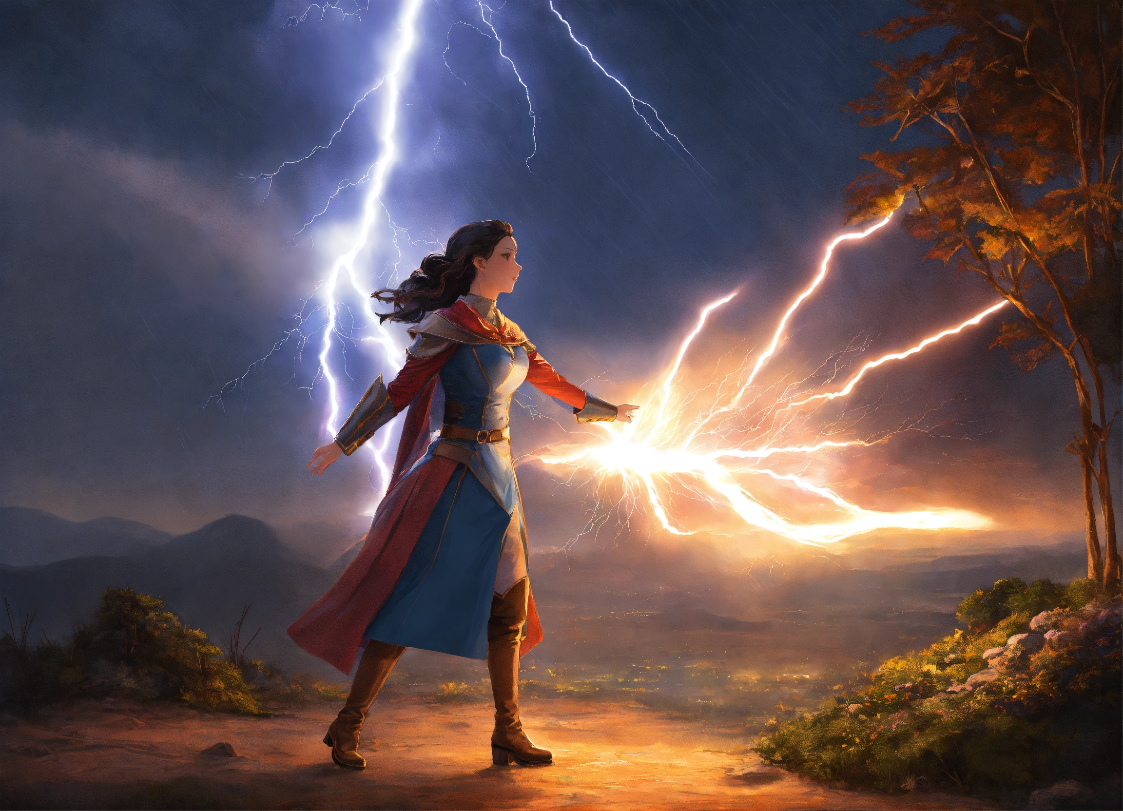 Lexica - Illustration of a woman shooting lightning from her hands