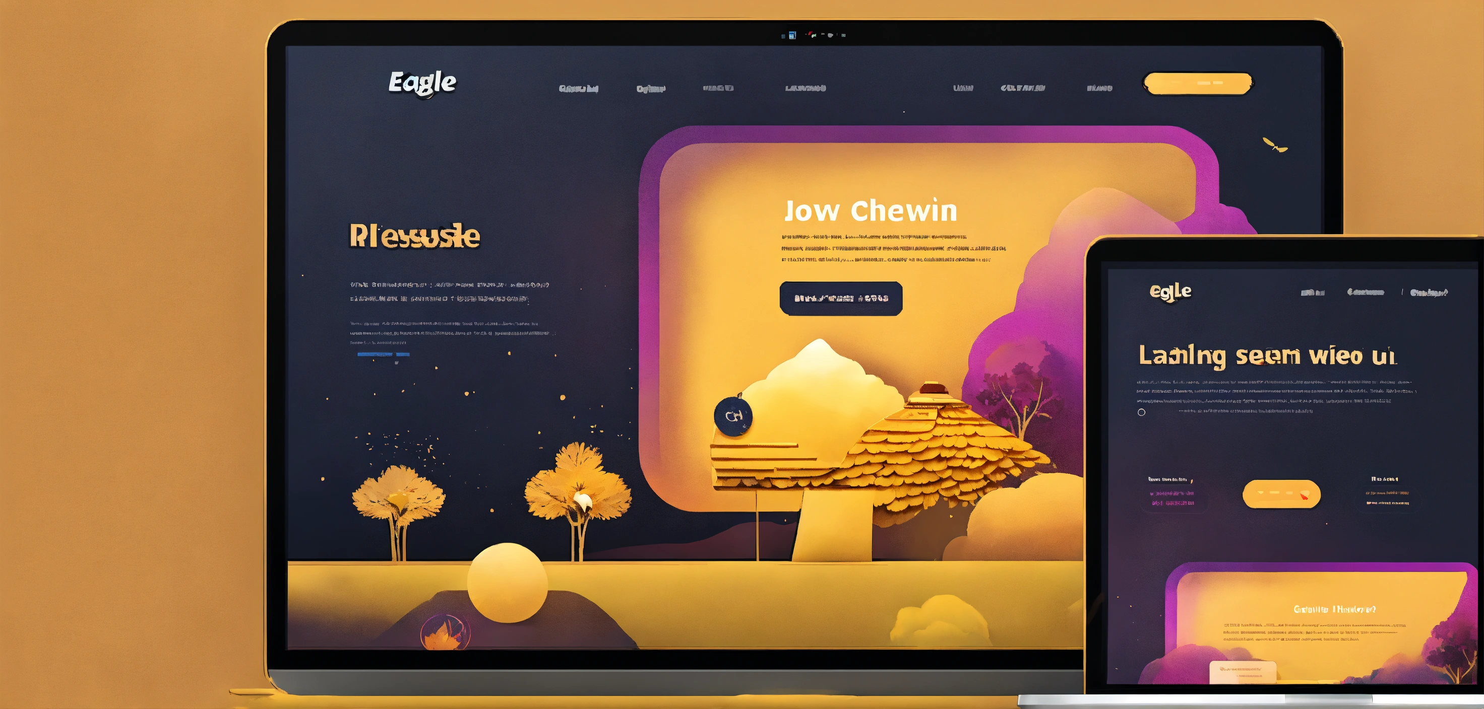 Lexica - Beautiful landing page website design eagle hero section, ui ux