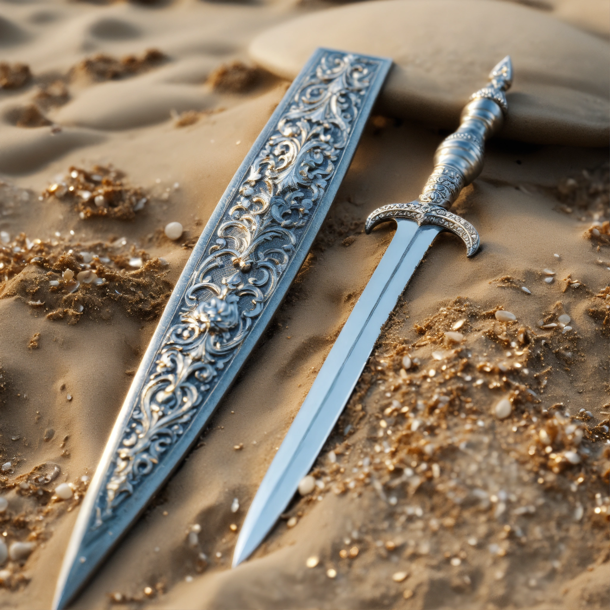 Lexica - 8k, picture of a narrow and delicate wavy curved dagger made ...