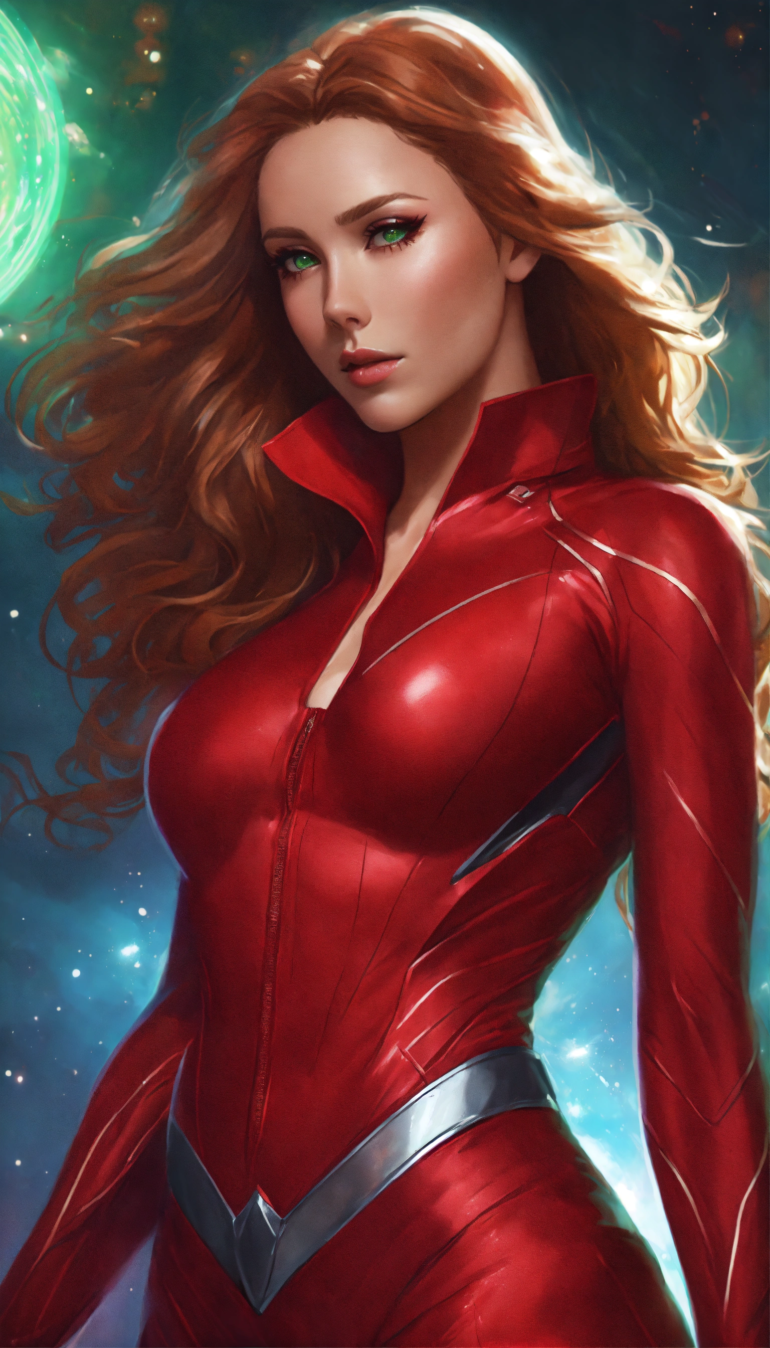 Lexica - Concept art of the scarlet witch in an all red outfit, outer ...