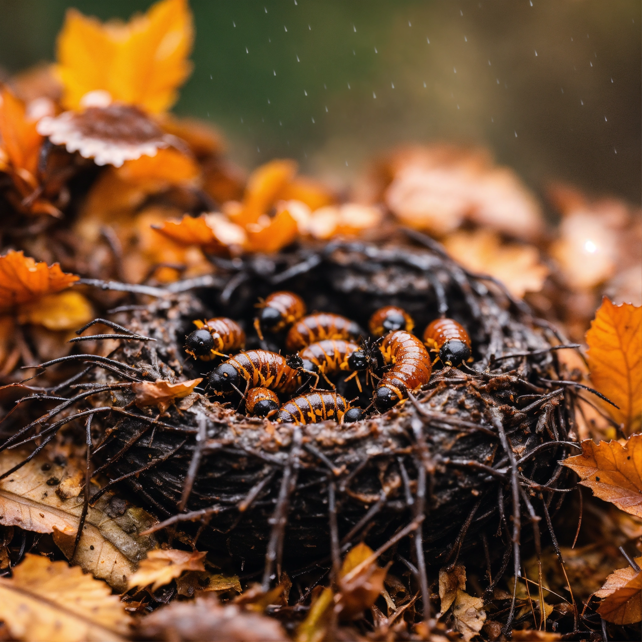 Lexica - Dark creepy ugly rainy Autumn macro photography close-up of a ...