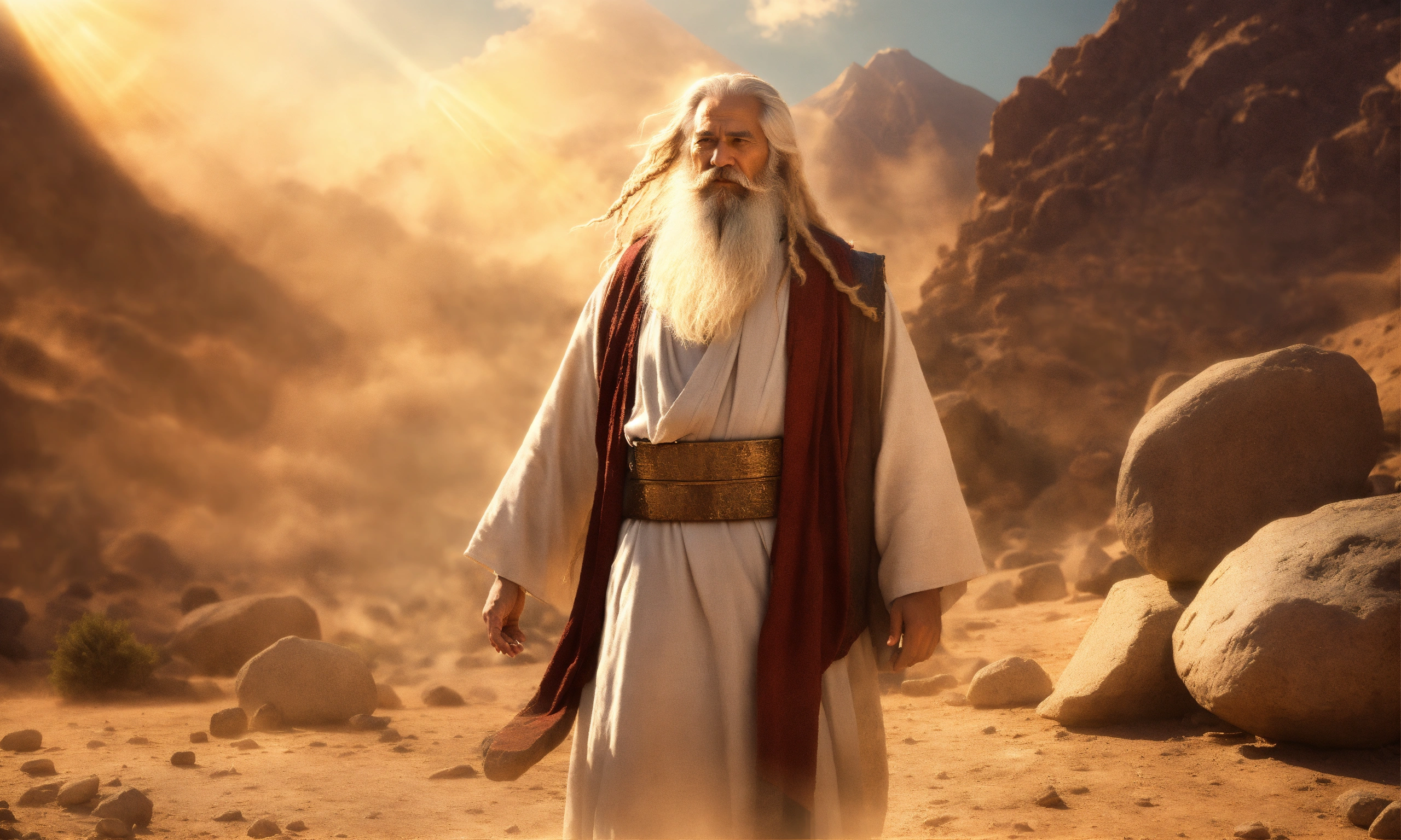 Lexica - At the foot of Mount Sinai, Hz. Moses stands, with his long ...