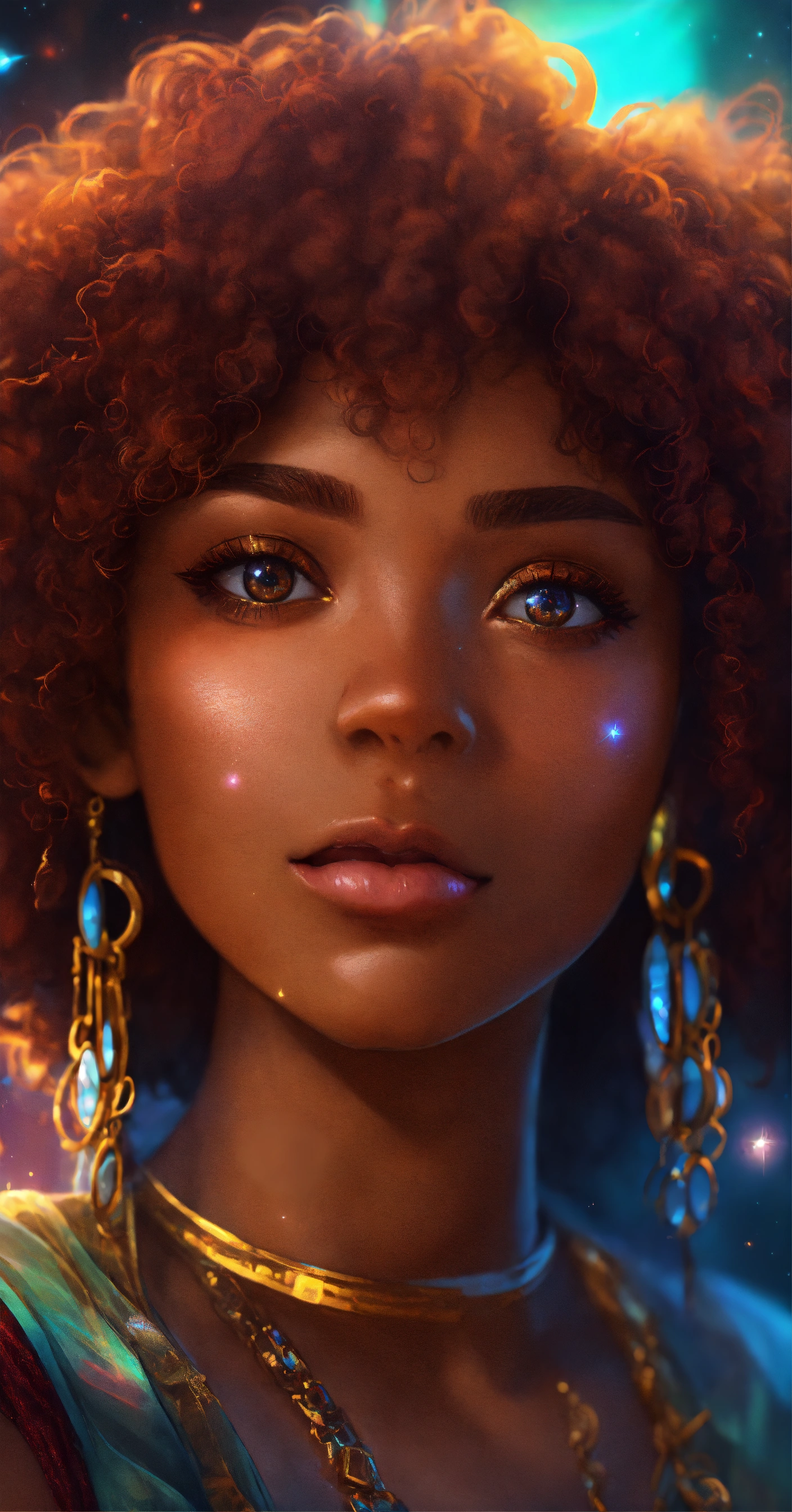 Lexica - Cute waifu, enigmatic Nubian goddess, afro-futurism, big amber ...