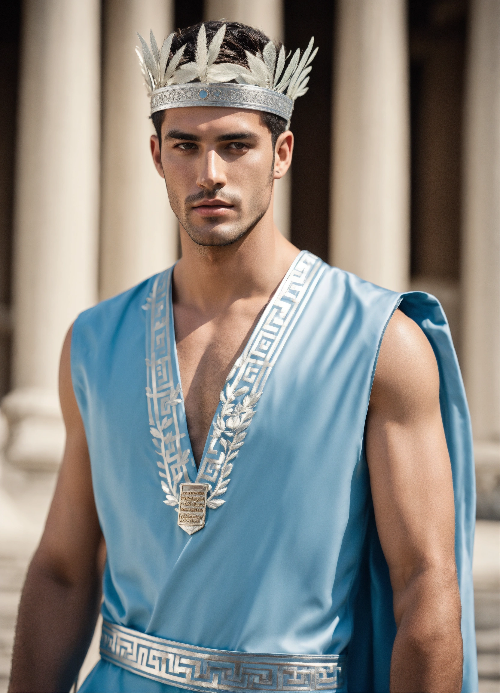 Lexica - Men wears light blue silver Greek special modern high fashion ...