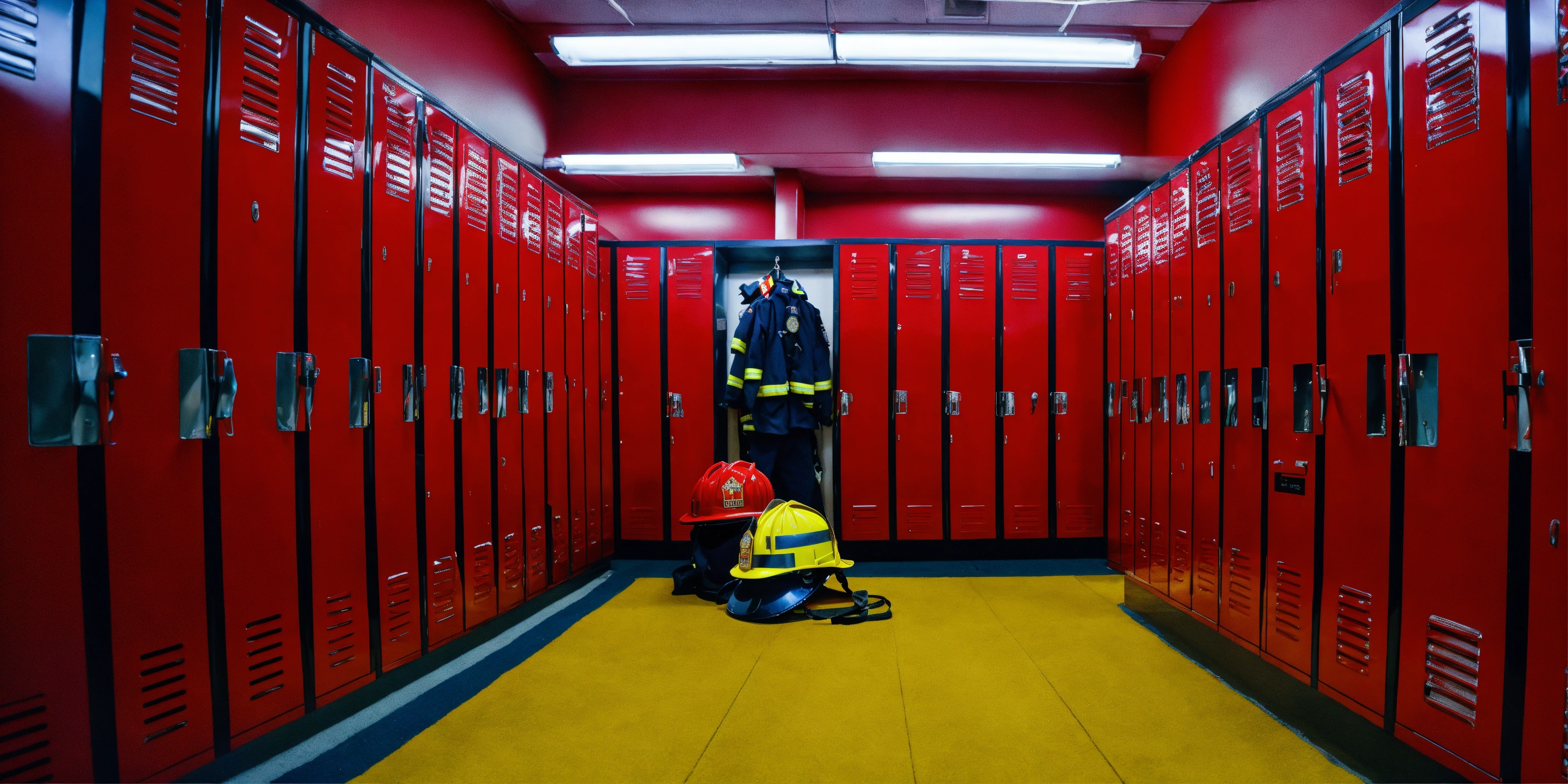 Lexica - A firefighter's locker room with a uniform and helmet neatly ...