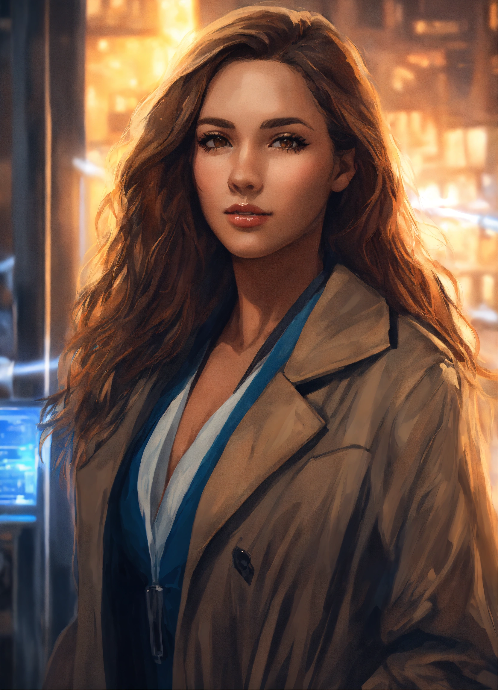 Lexica - Digital portrait of a pretty sci-fi female doctor with long ...