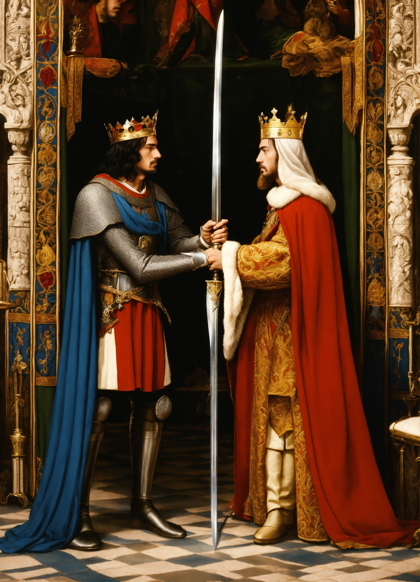 Lexica - In medieval, the king is around 50 years old, holding a sword ...