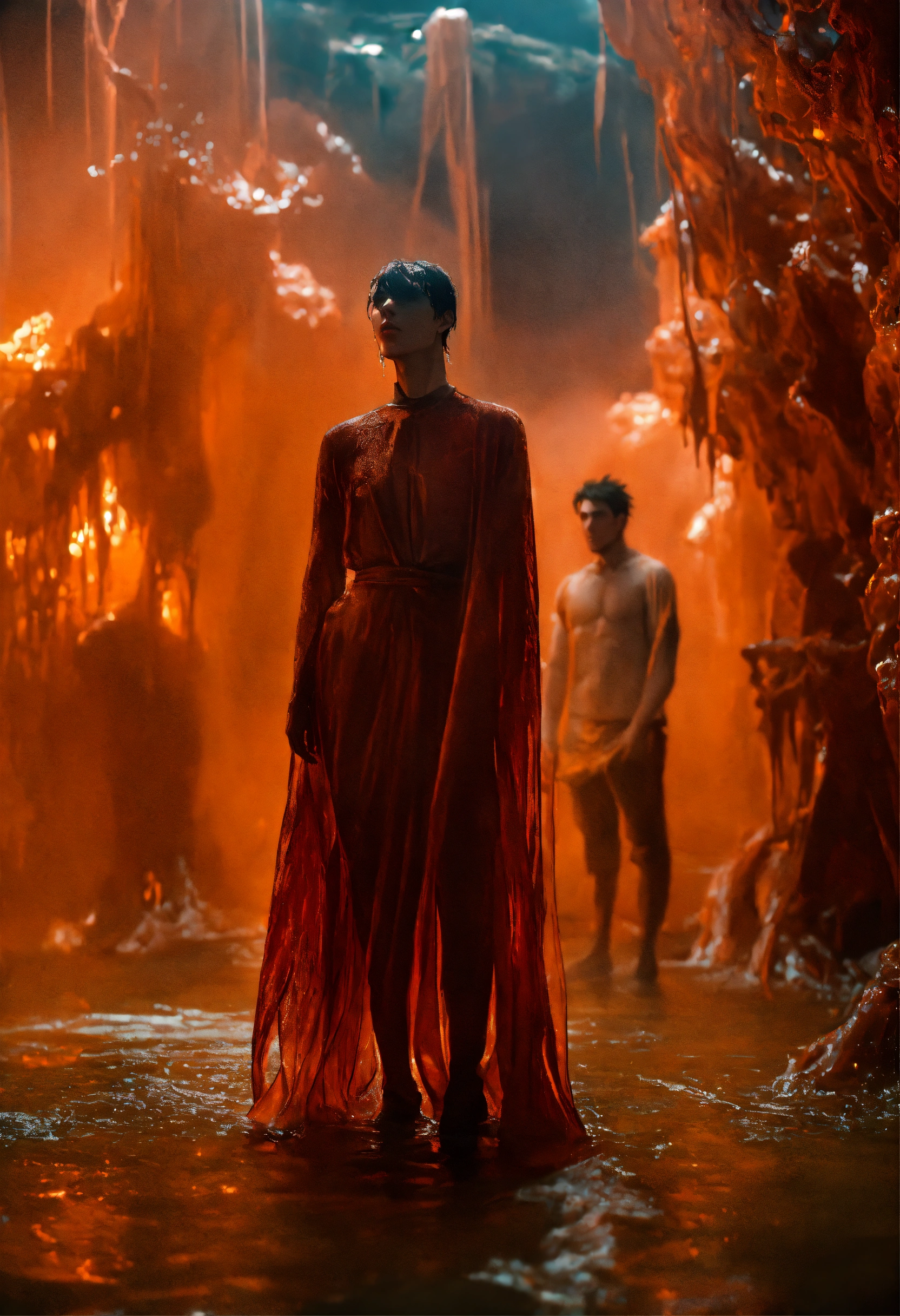 Lexica - Dramatic film woman and man in caananite clothing surronded by ...