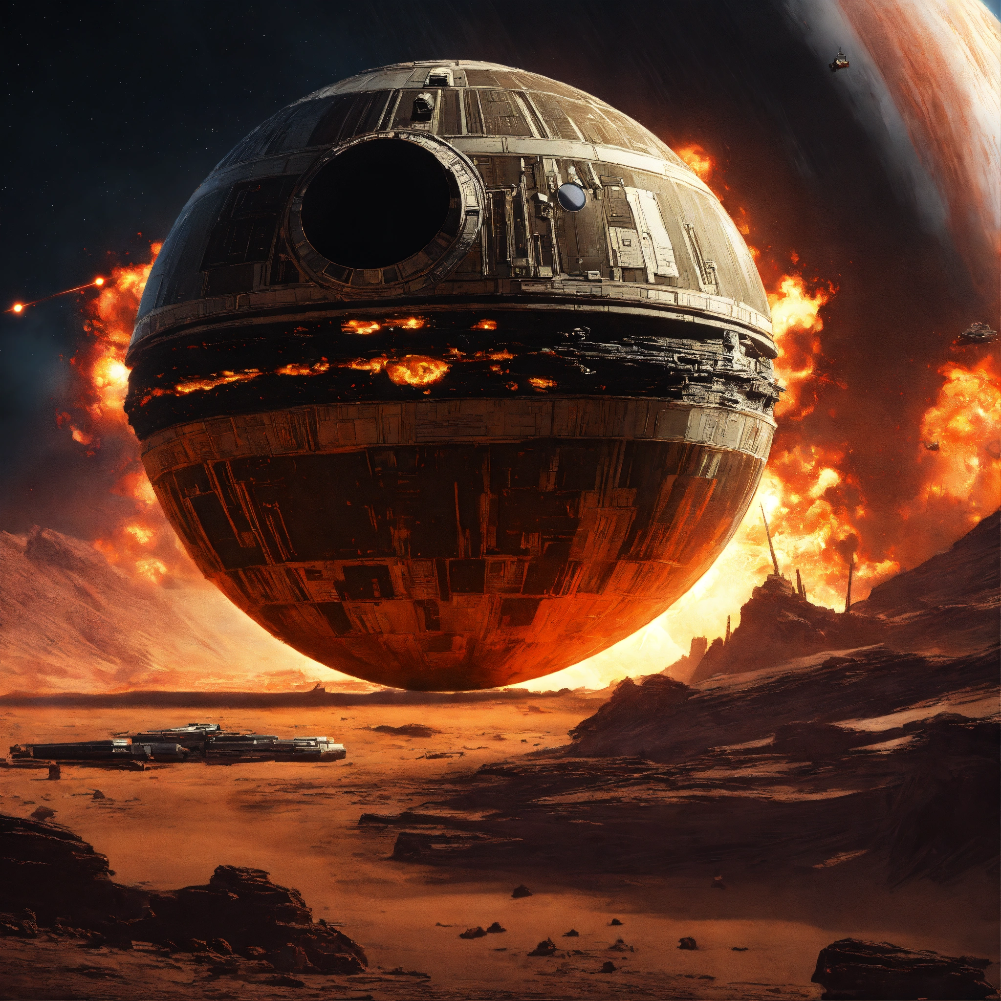 Lexica - Star Wars death star destroying Jupiter, 8k