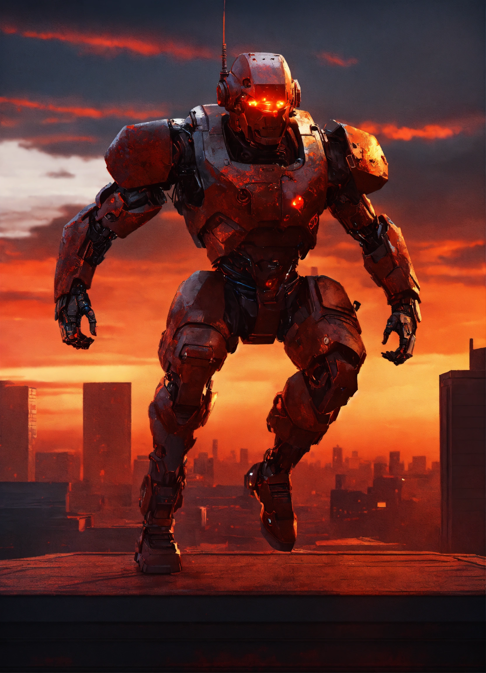 Lexica - An evil cyborg with a rusty, bulky body runs forward. the ...