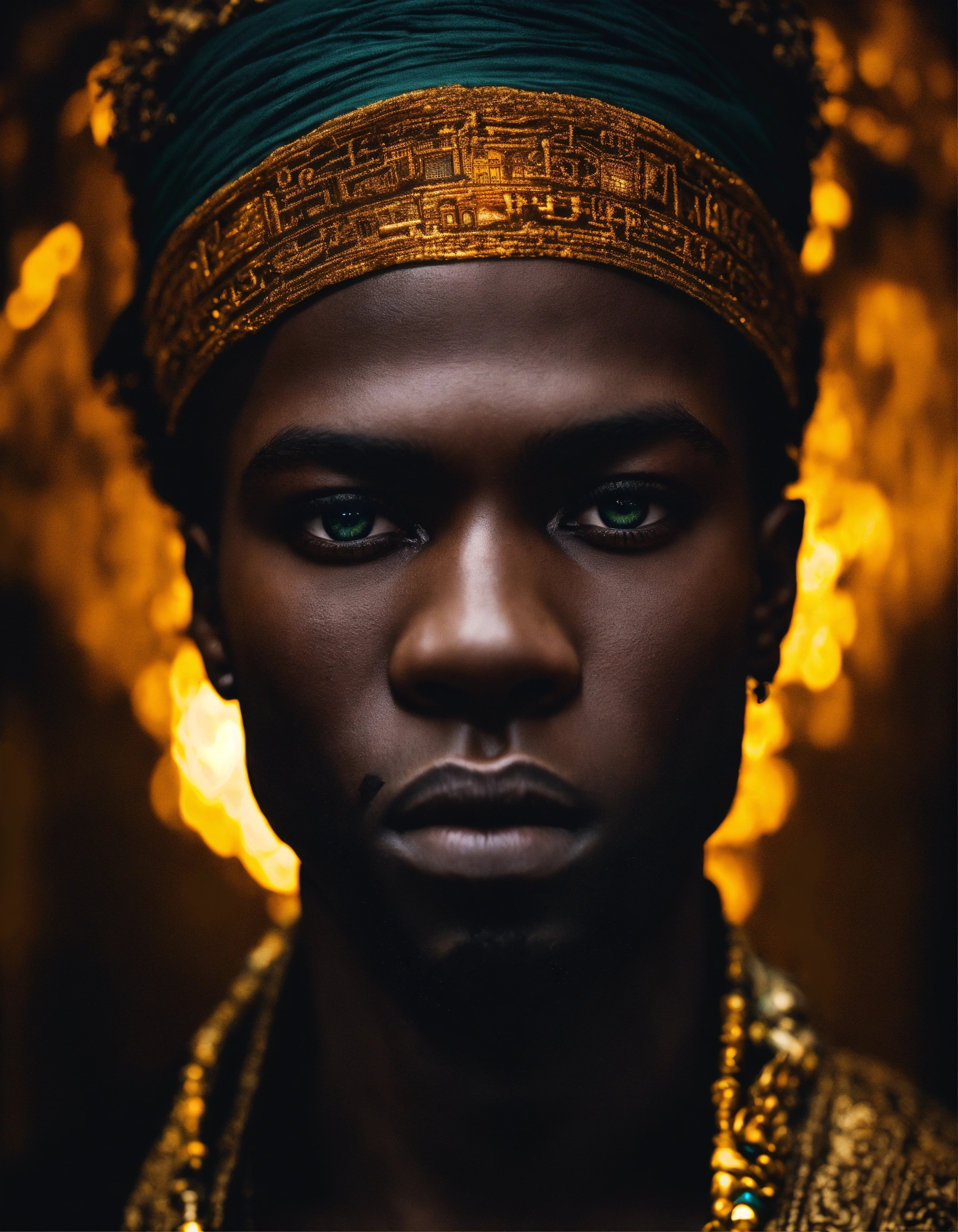 Lexica - Dramatic headshot of a young handsome wicked African sorcerer ...