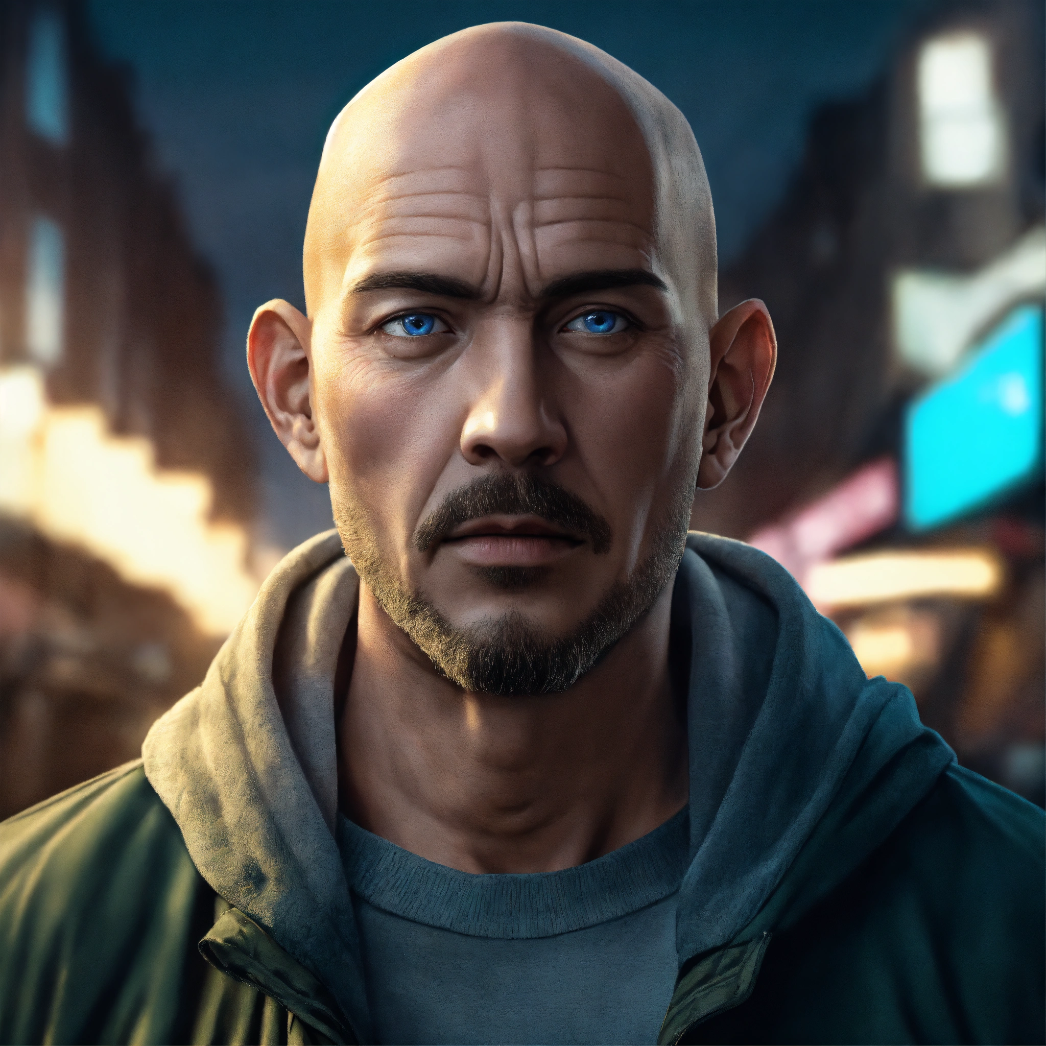 Lexica - A HUGE MAN WITH A HUGE LUMPY BALD HEAD, A TINY GOATEE , NO ...