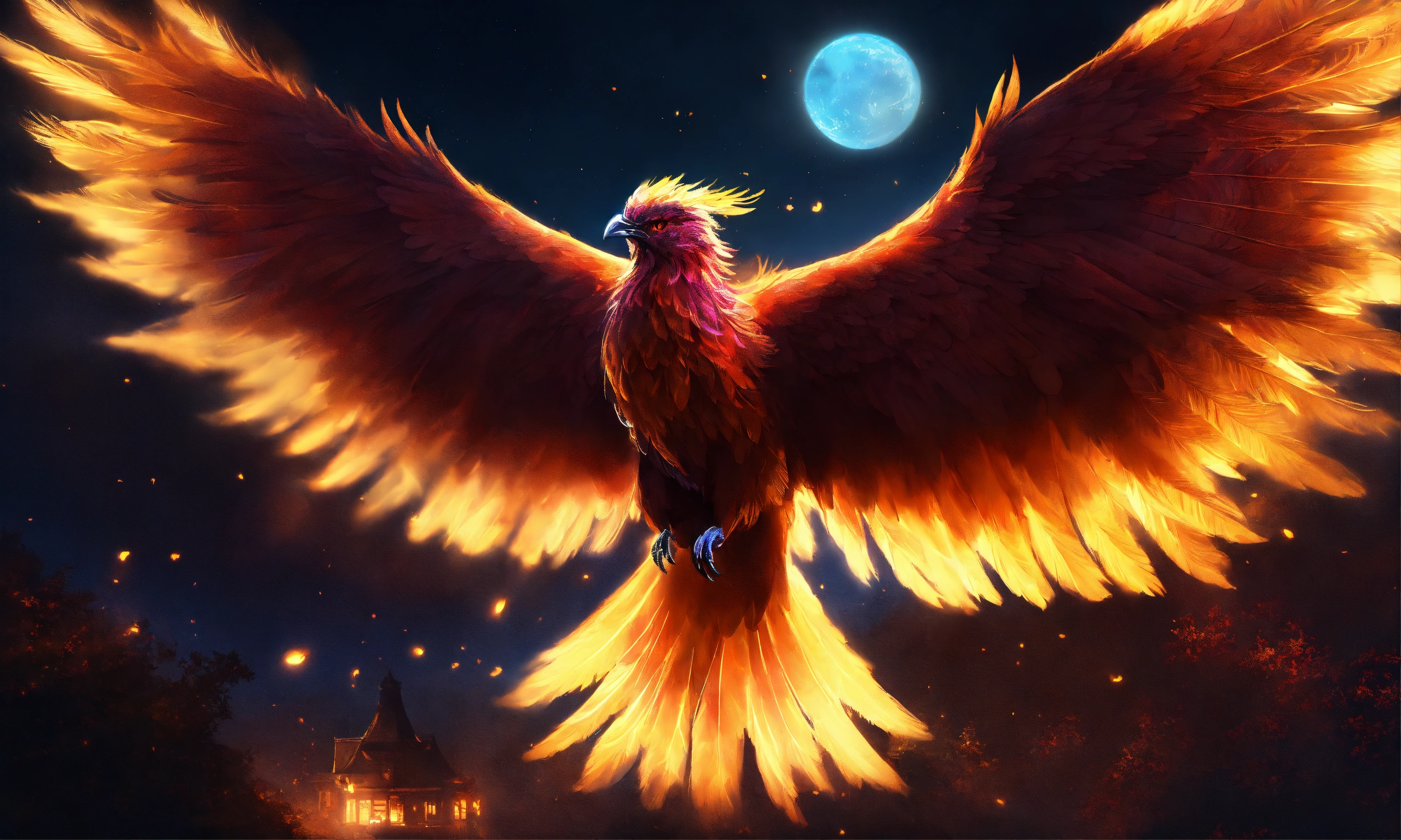Lexica - Epic shot of a phoenix, flying in the dark, ultra cozy and ...