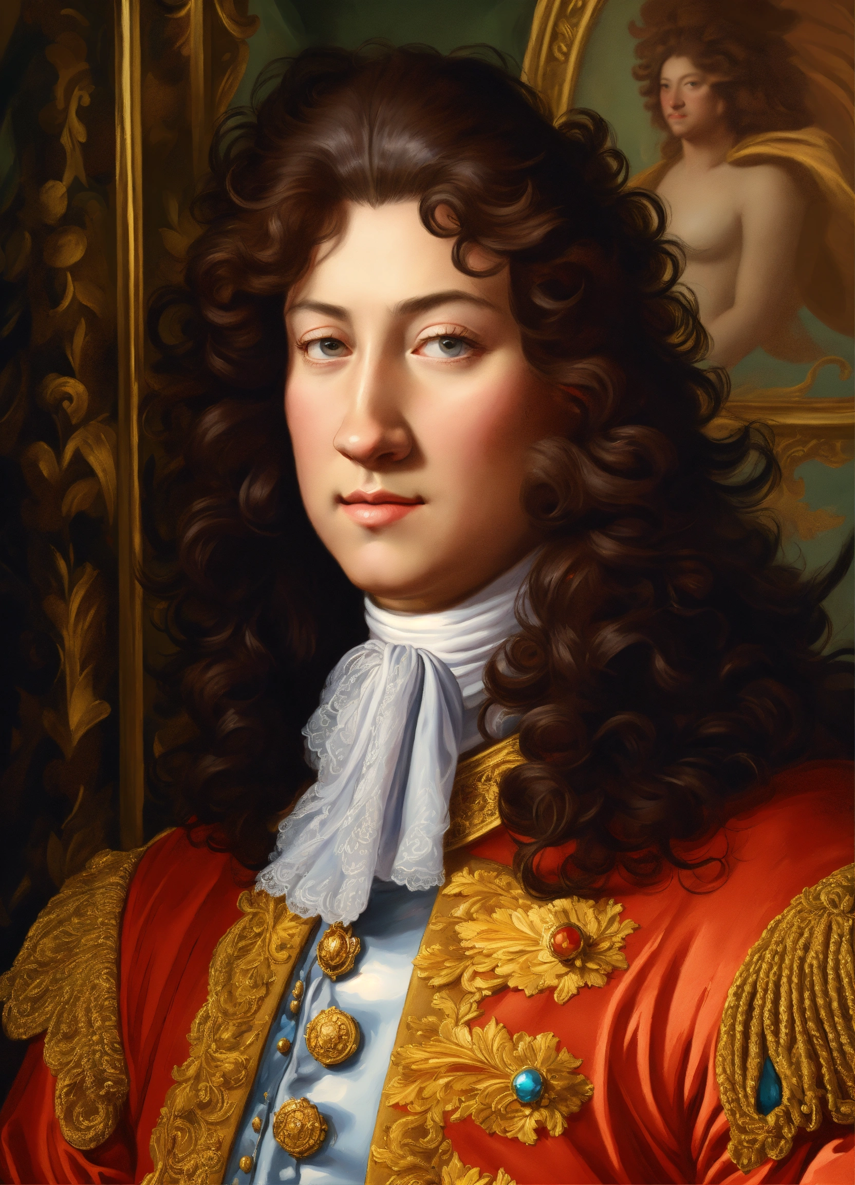 Lexica - Louis XIV, realistic cartoon oil paint, 2D illustration style ...