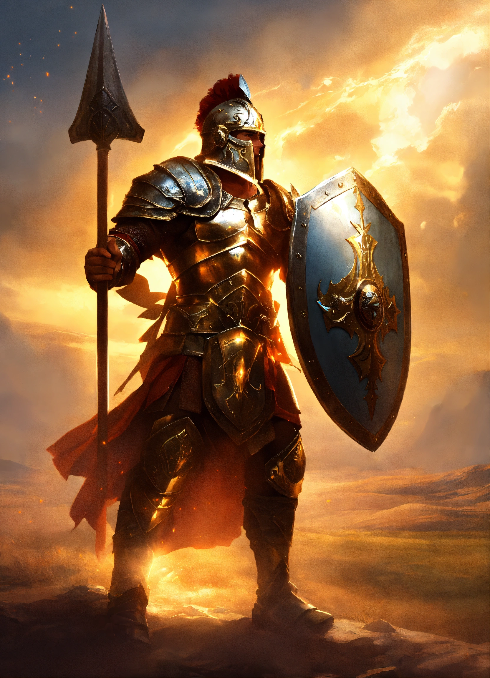 Lexica - Magic shield of light protecting a gladiator on the battlefield.