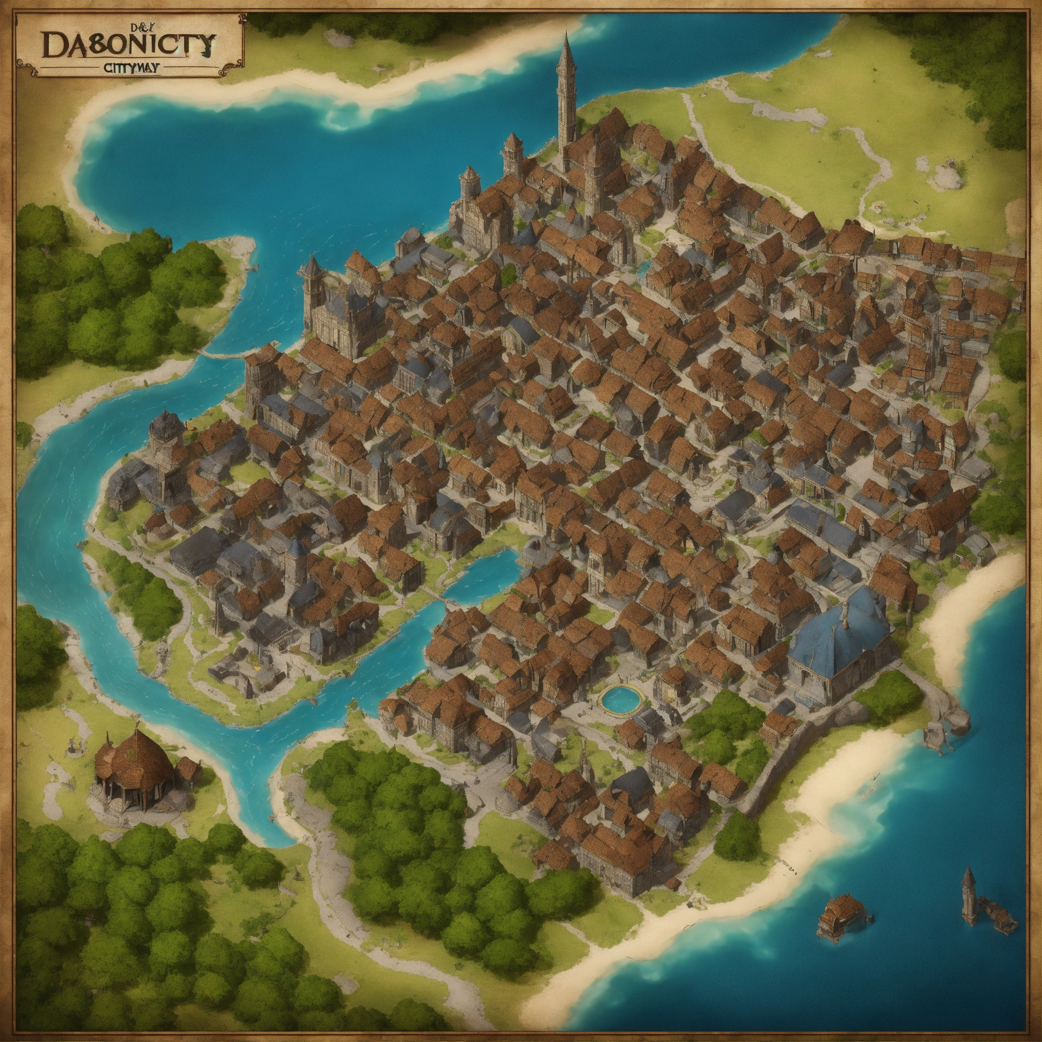 Lexica - Dnd city map. D&D, fantasy, cinematic