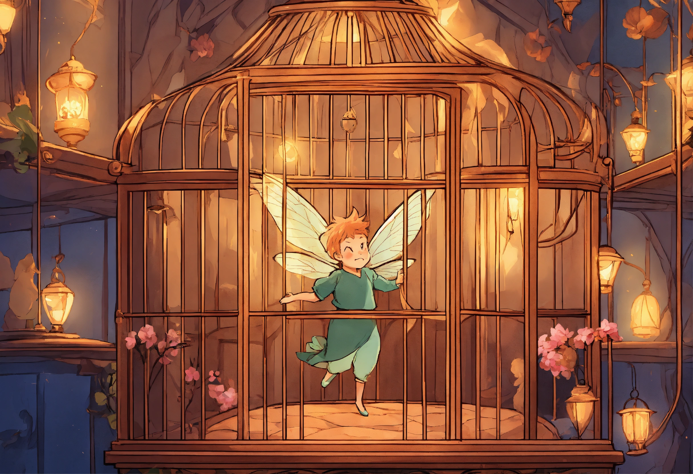 Lexica - Cartoon fairy taie style image castle room light fairy man in ...