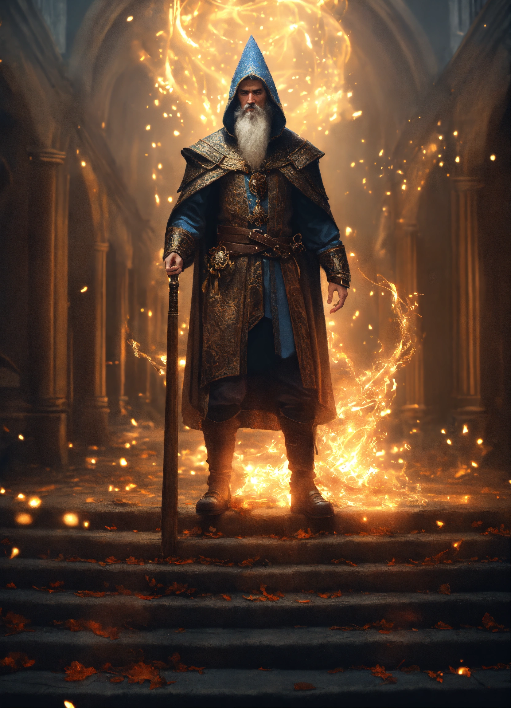 Lexica - A realistic full body portrait of a medival wizard, powerful ...