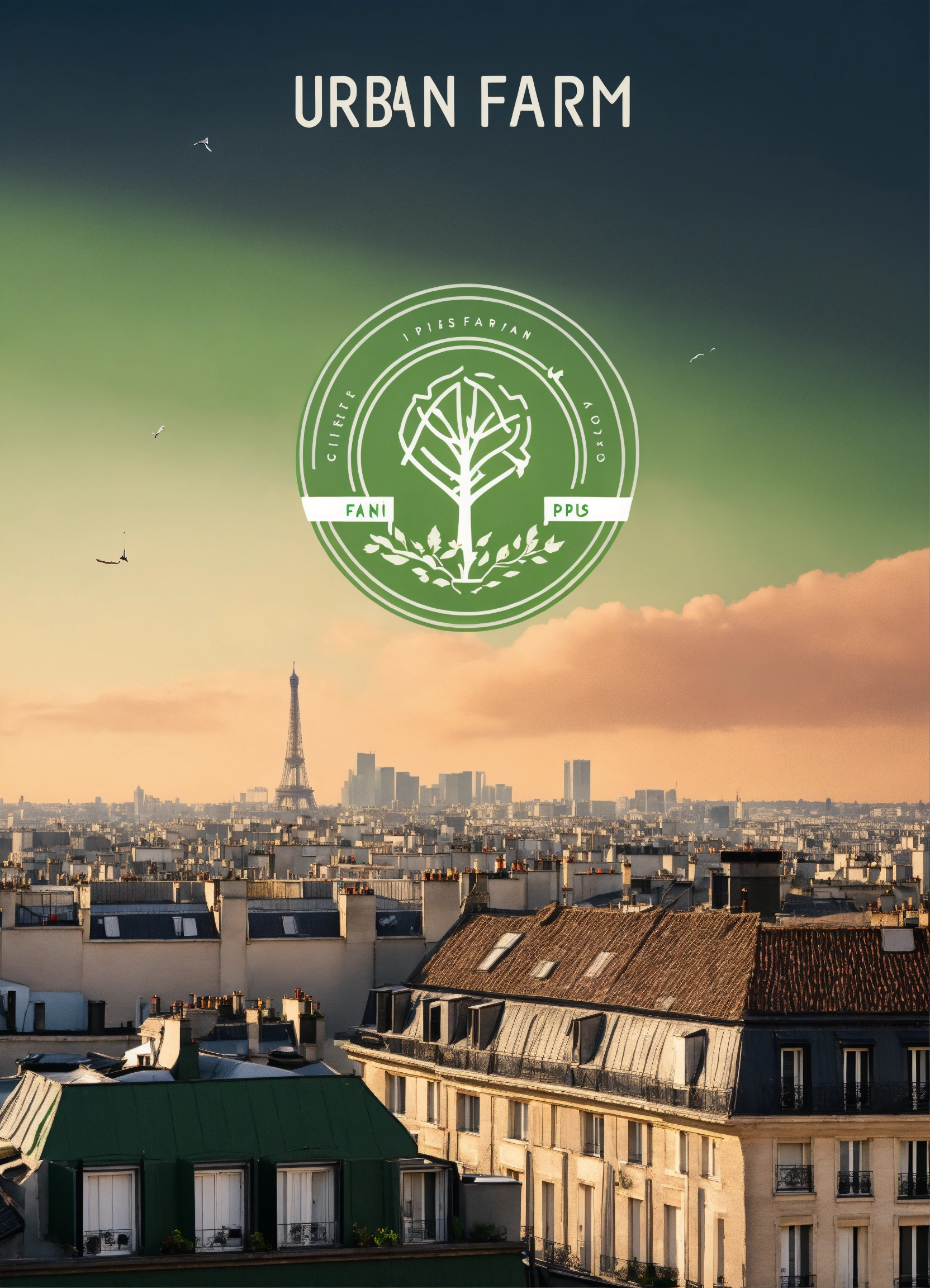 Lexica - Minimalist logo of urban farm on parisian rooftop