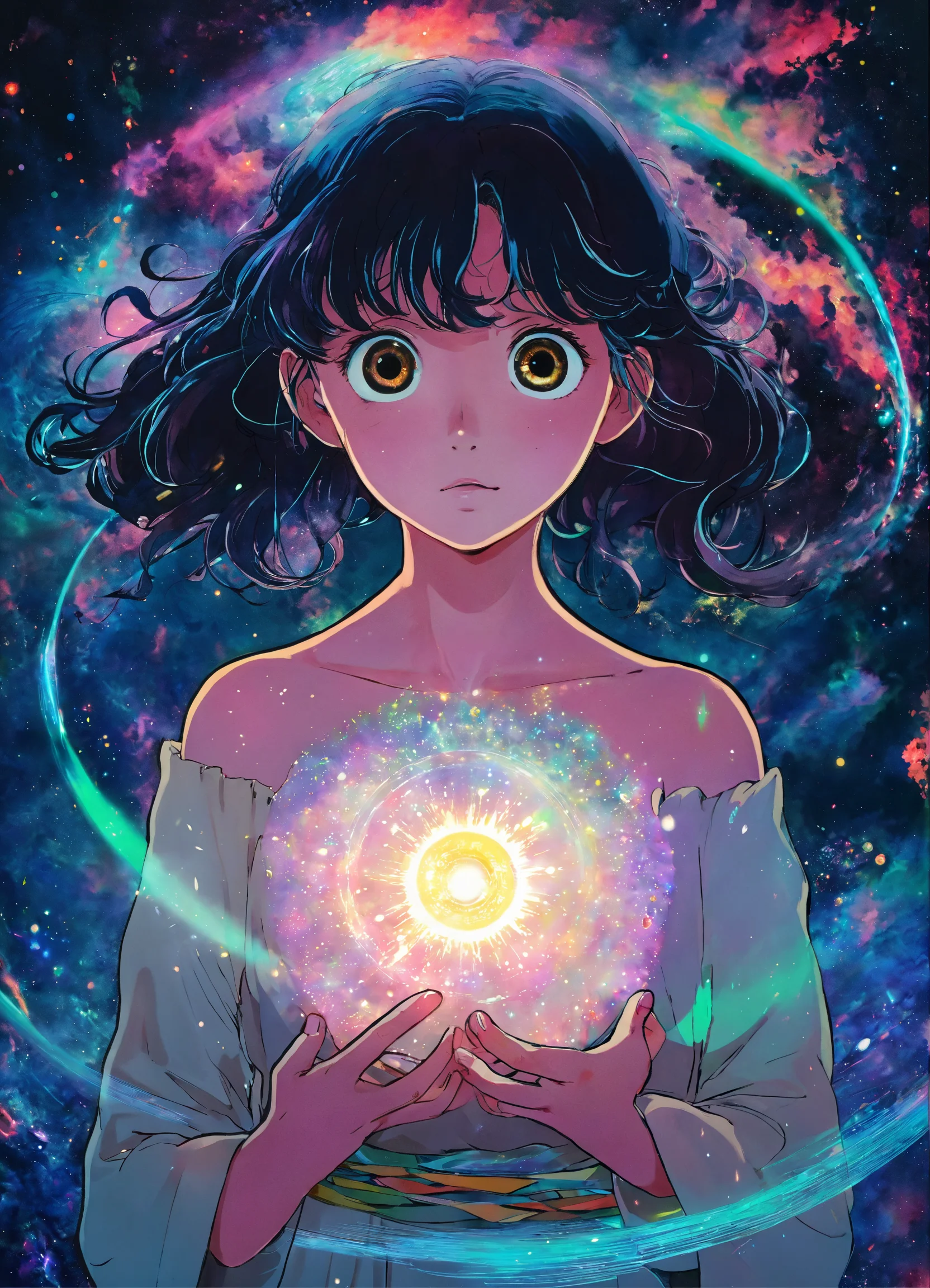 Lexica - Anime studio ghibli, cute cosmic goddess, glowing eyes ...