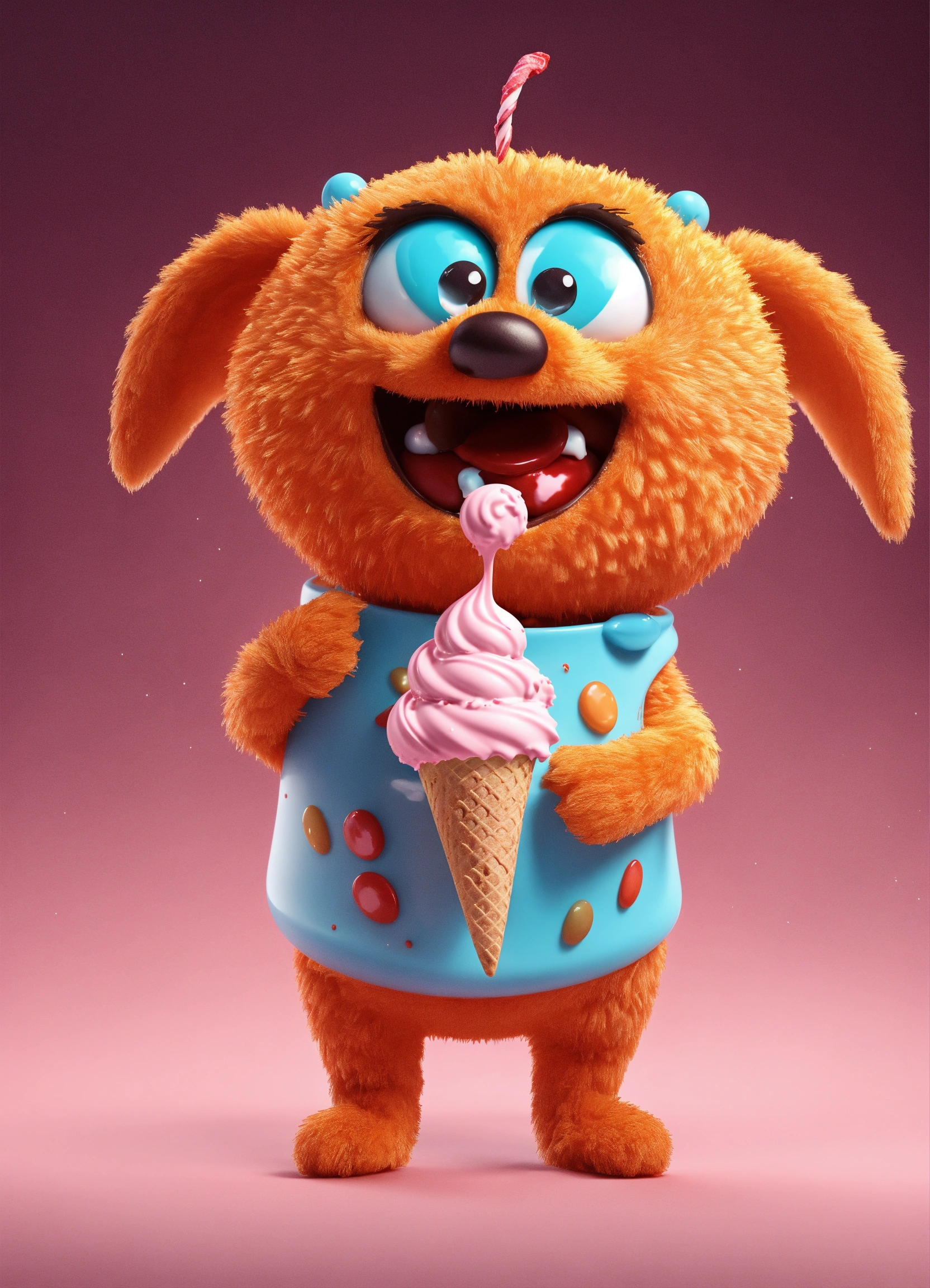 Lexica - A cute 3D craw character eating ice-cream, charming, adorable ...