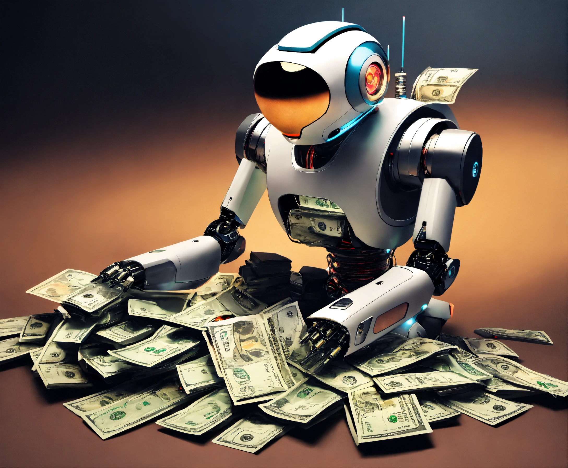 Lexica - A futuristic robot with money