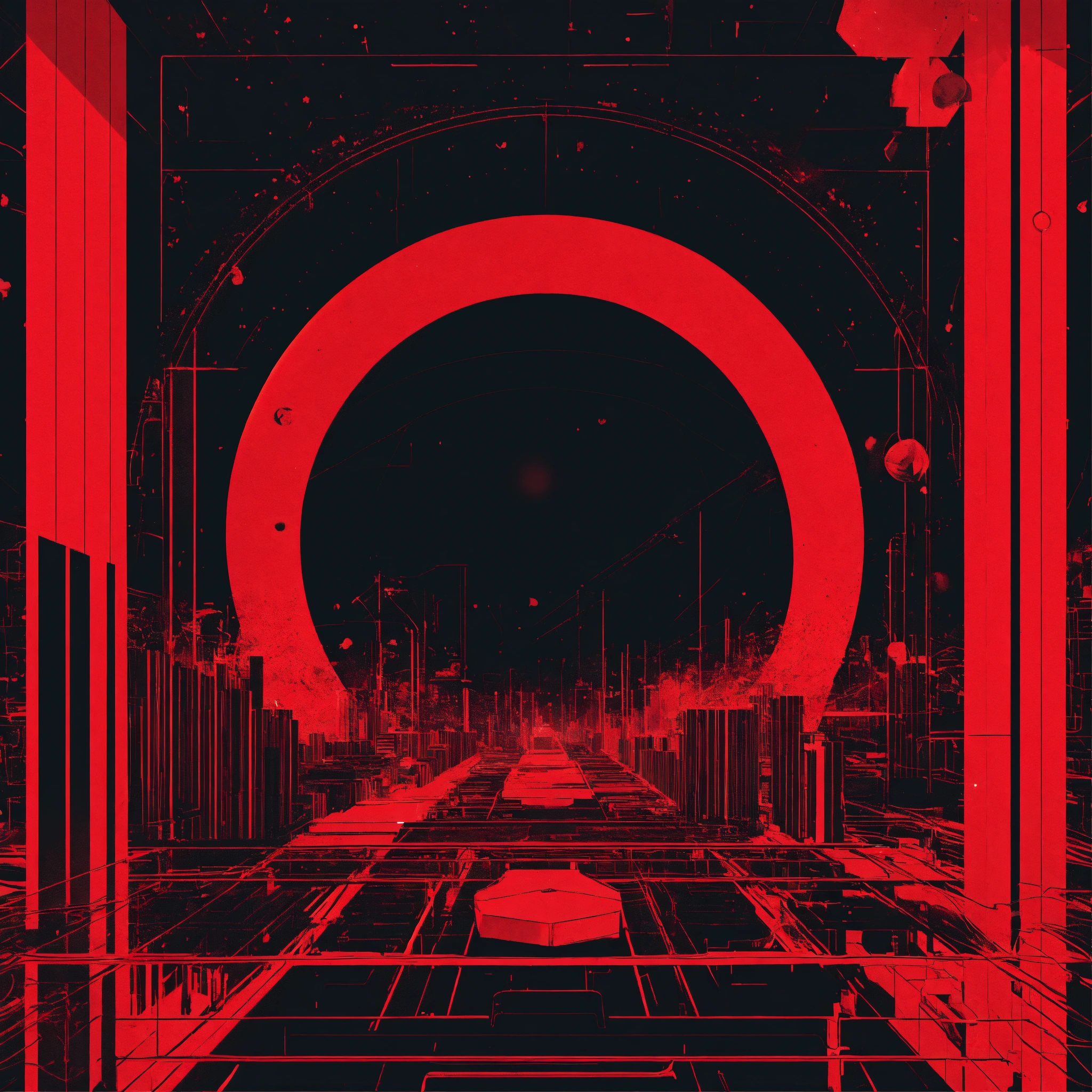 Lexica - A futuristic techno album cover with red and black colours on ...