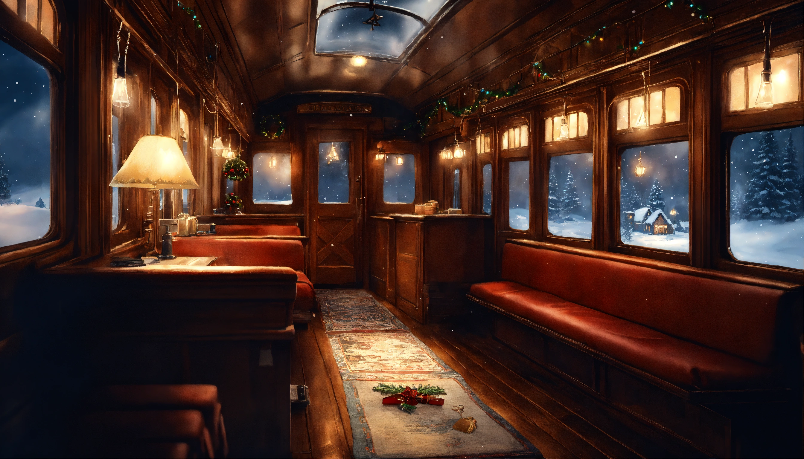 Lexica - Epic shot of a polar express, interior, a ultra detailed and ...