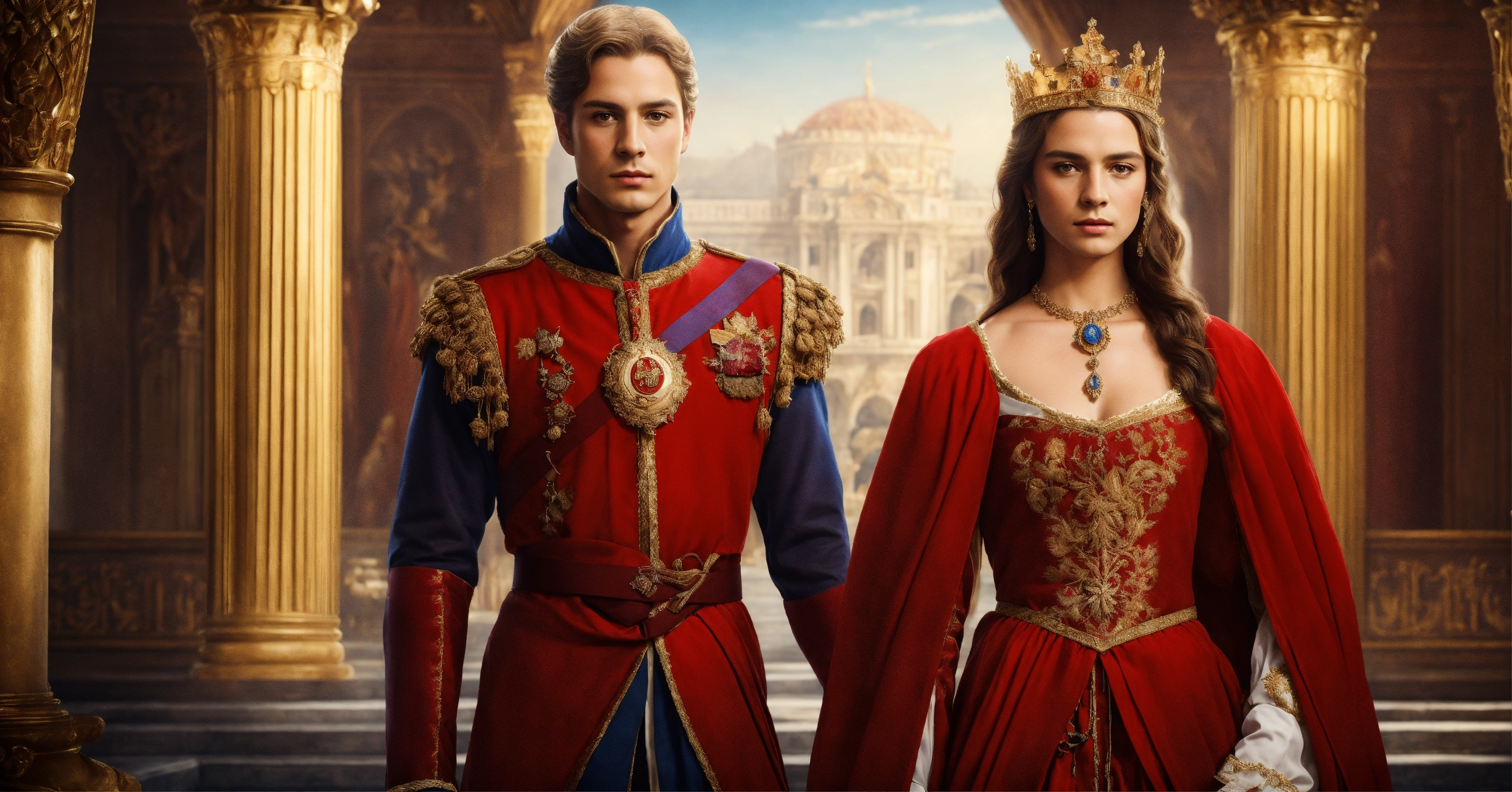 Lexica - Ancient prince and Queen European , wear red costume ...