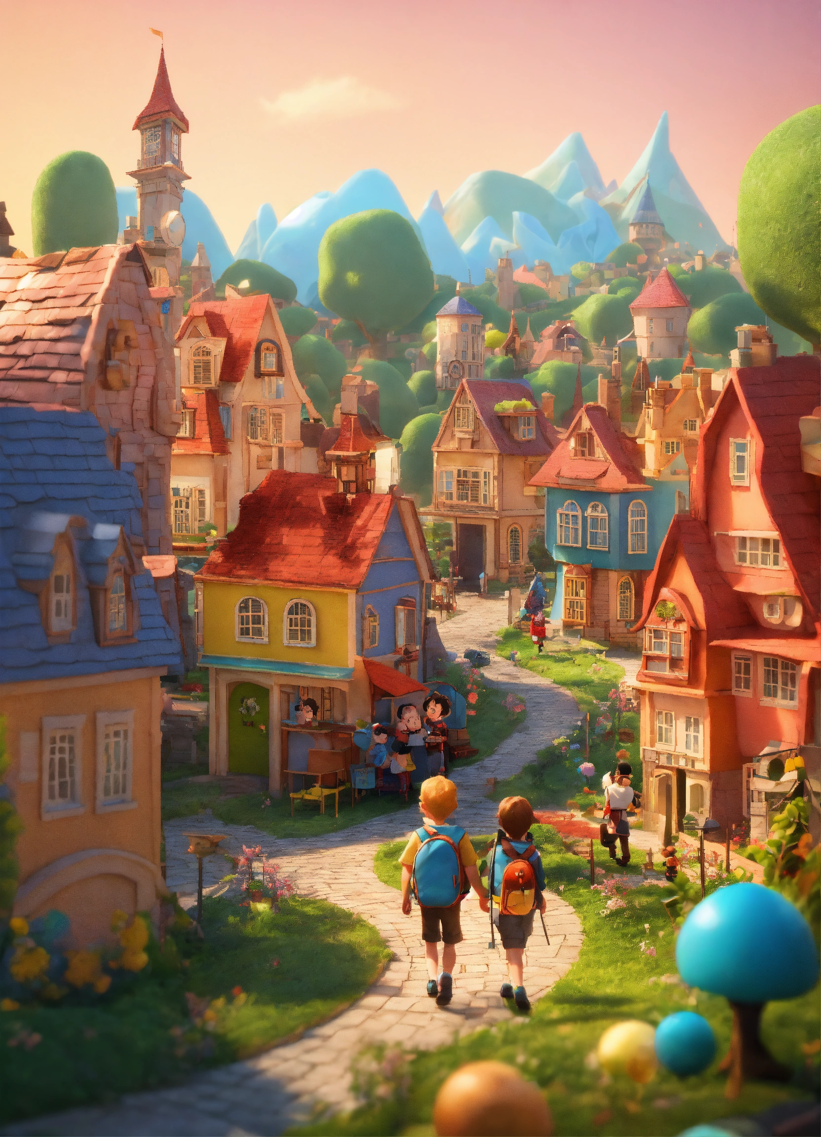 Lexica - A imaginary school town from fairy tales . The city buildings ...