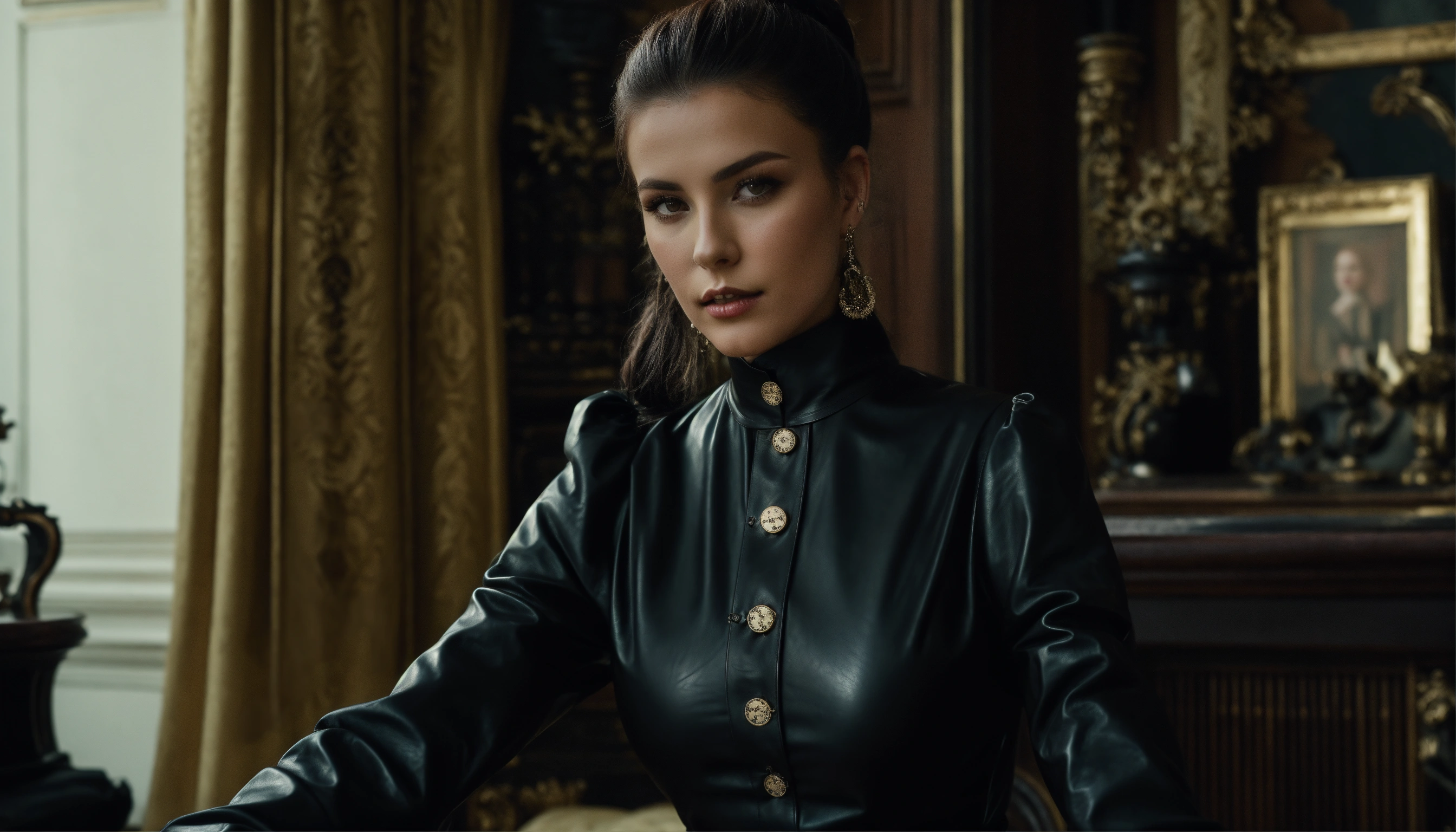 Lexica - Stunning european mistress woman fashion model sitting ...