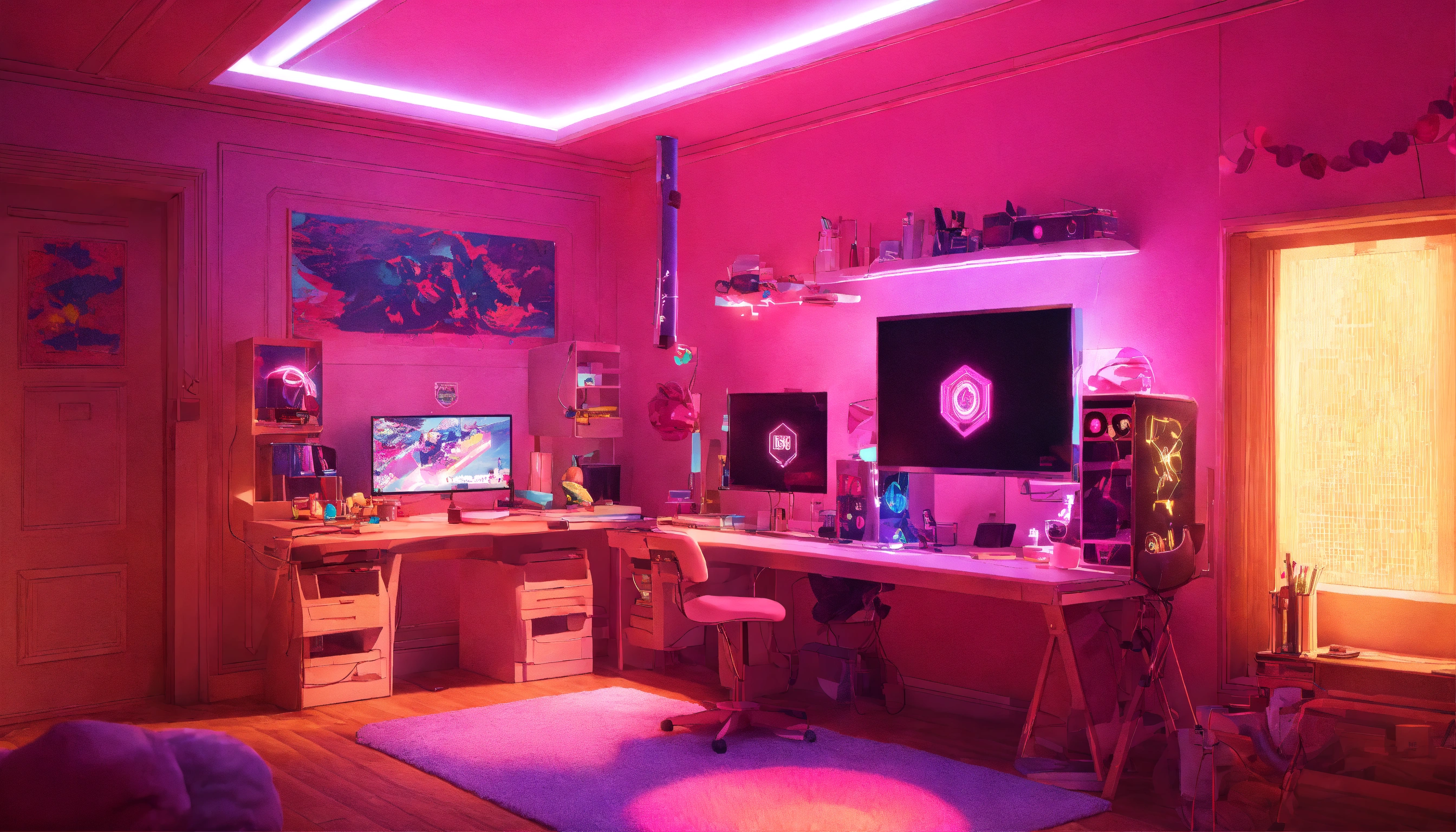 Lexica - Cute air-haired woman, streamer, gamer, streamer’s workplace ...