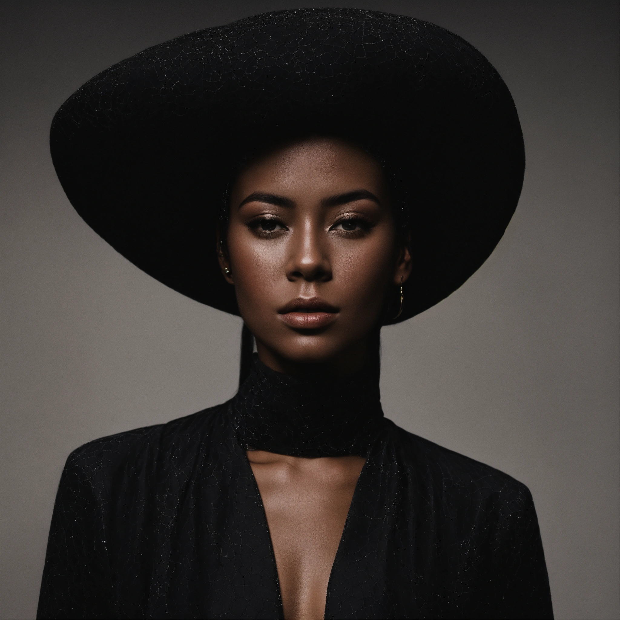 Lexica - Woman with a singular marvel on a black background.