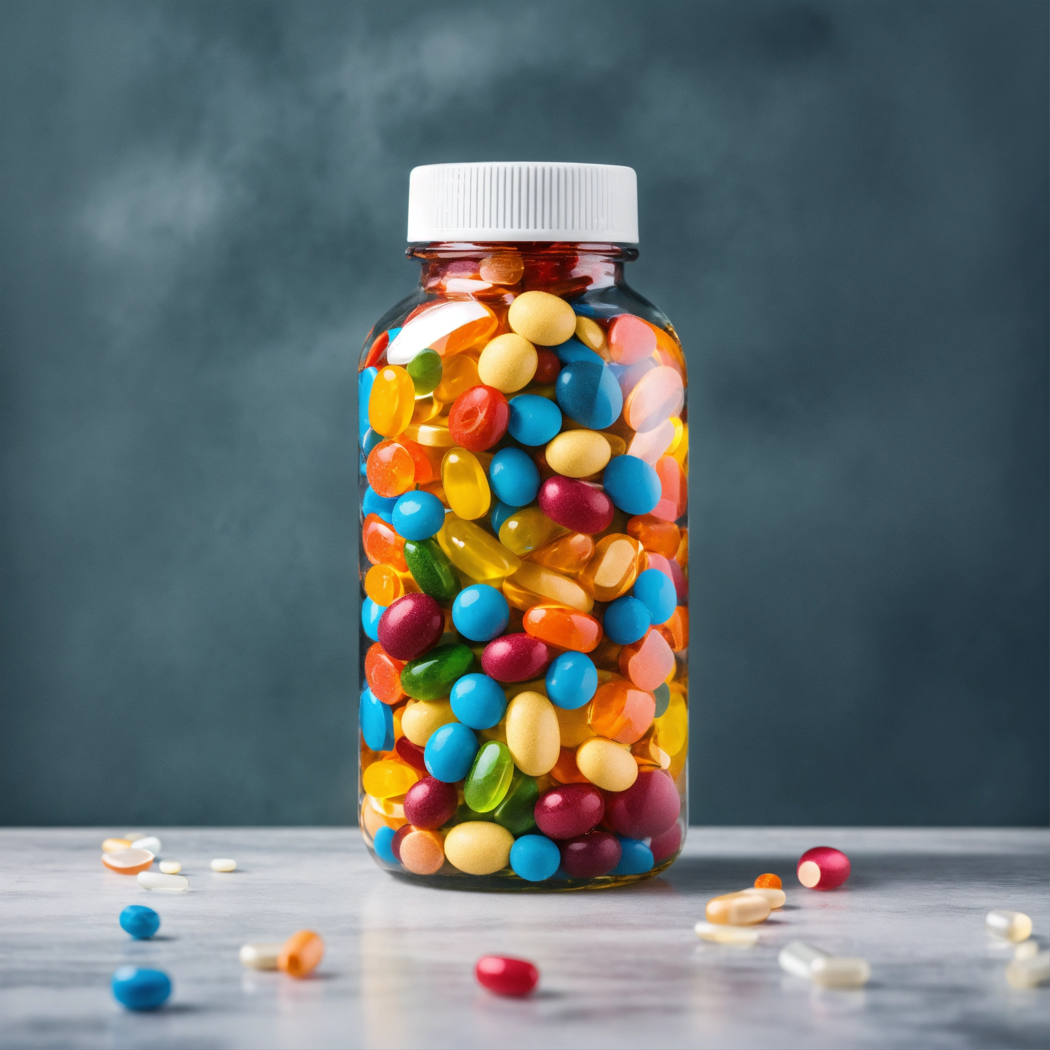 Lexica - A photo of a bottle of vitamins. The bottle is full of ...